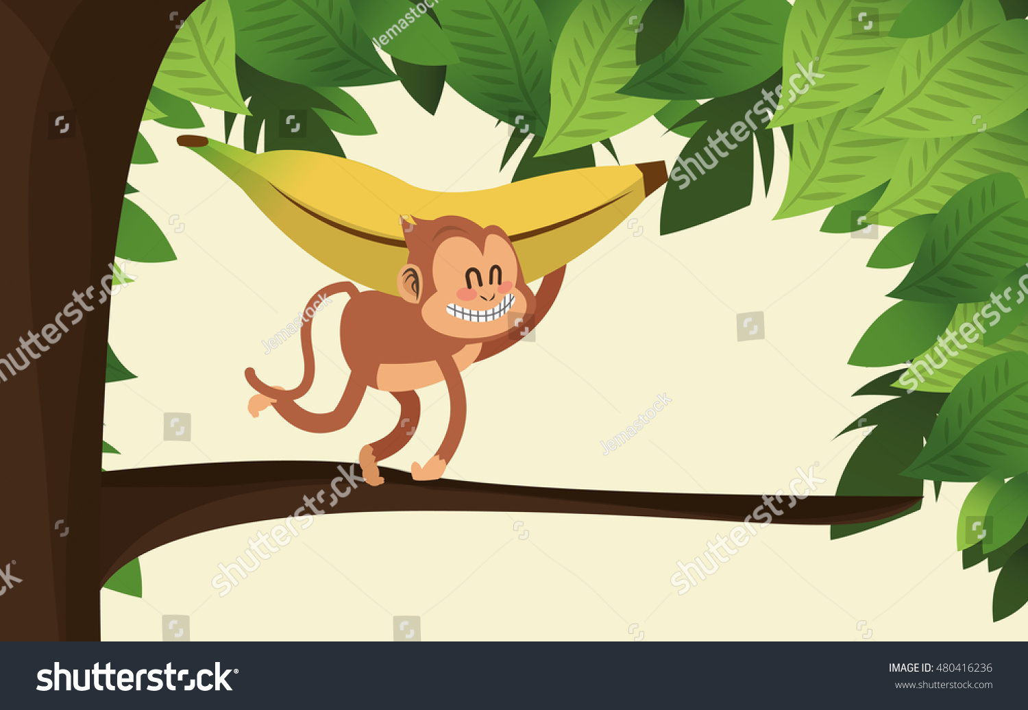 Jungle Monkey Cartoon Stock Vector (Royalty Free) 480416236