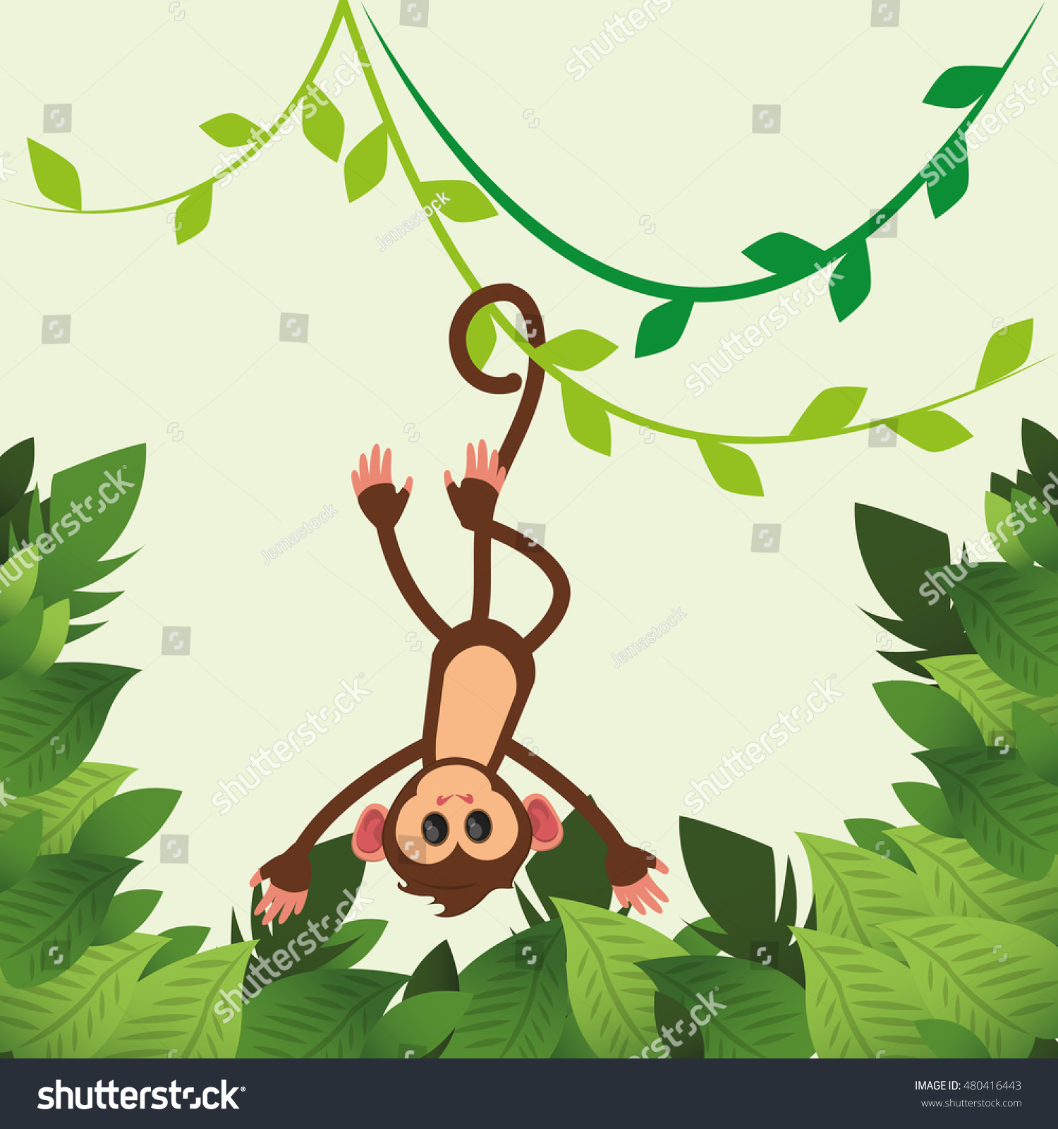 Jungle Monkey Cartoon Stock Vector (Royalty Free) 480416443 | Shutterstock