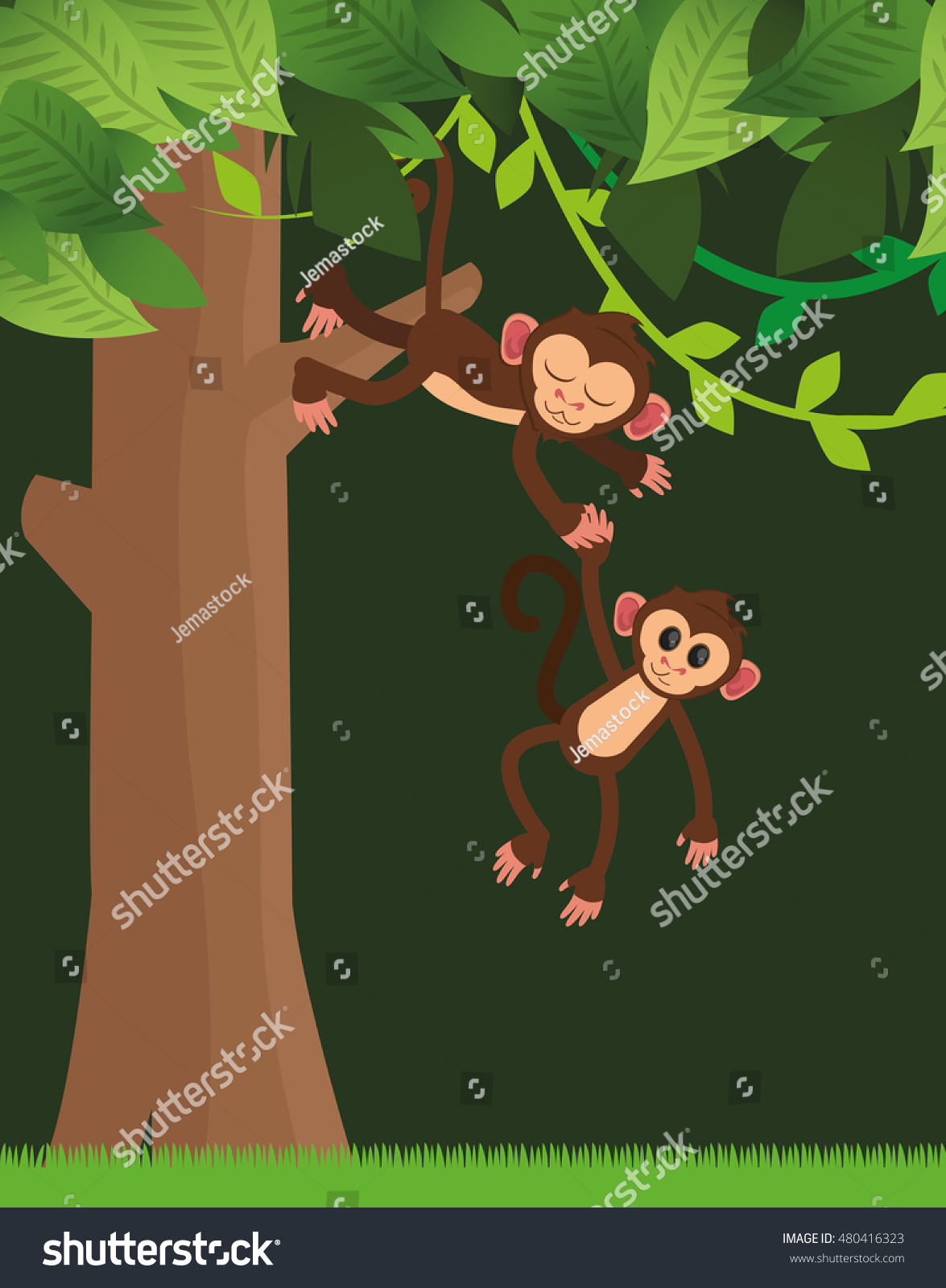 Jungle Monkeys Cartoon Stock Vector (Royalty Free) 480416323 | Shutterstock