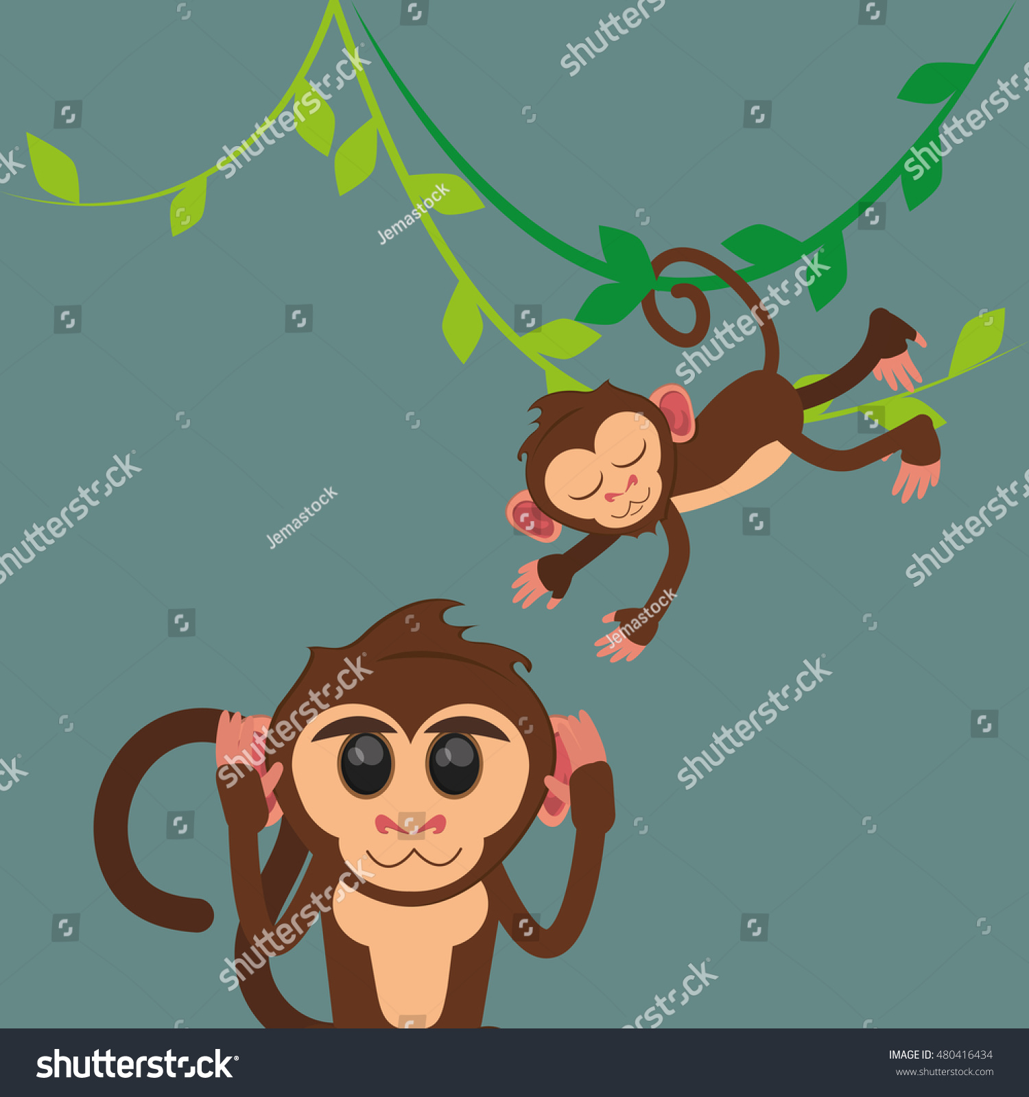 Jungle Monkeys Cartoon Stock Vector (Royalty Free) 480416434 | Shutterstock