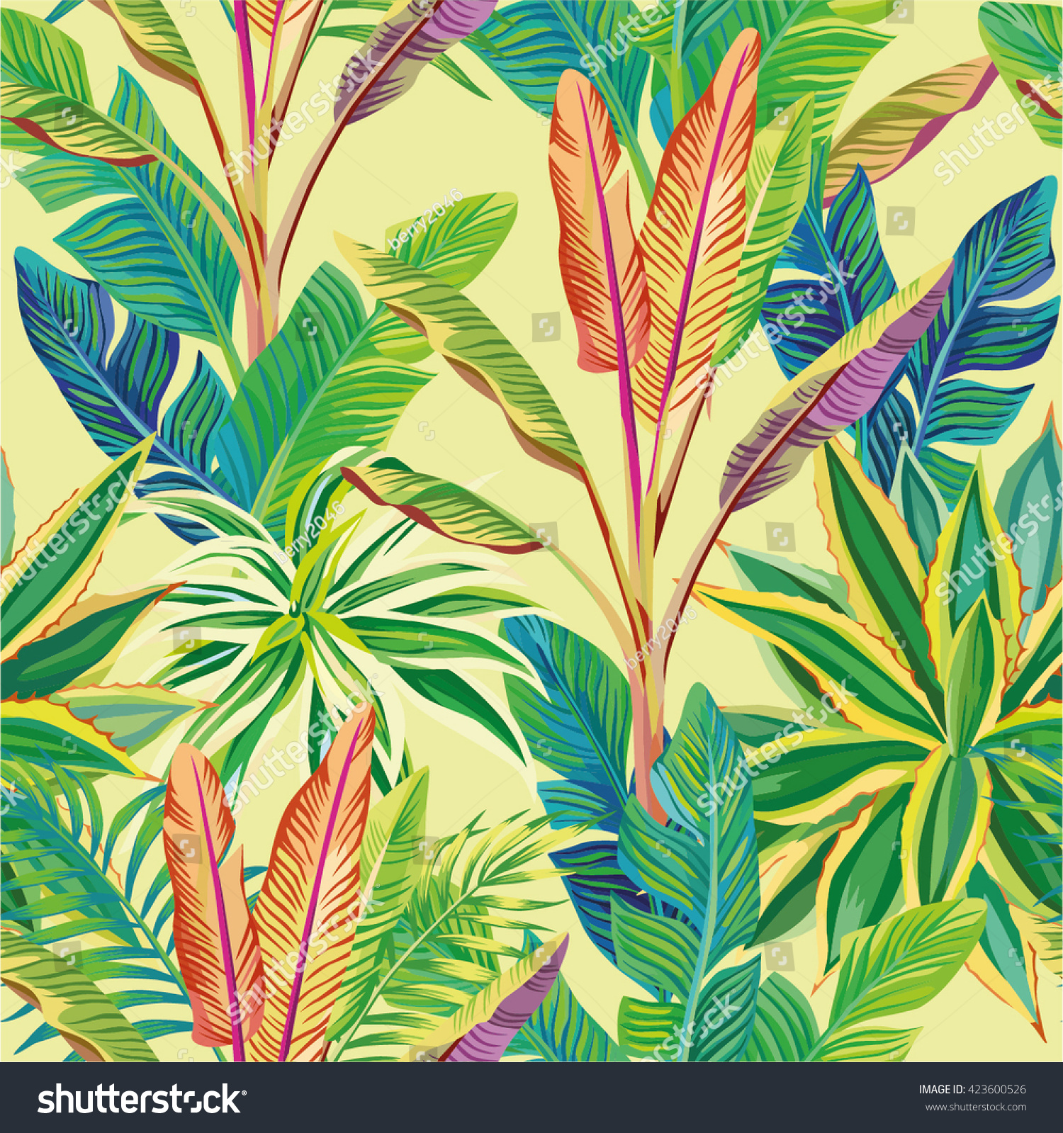 Jungle Seamless Background Stock Vector (Royalty Free) 423600526