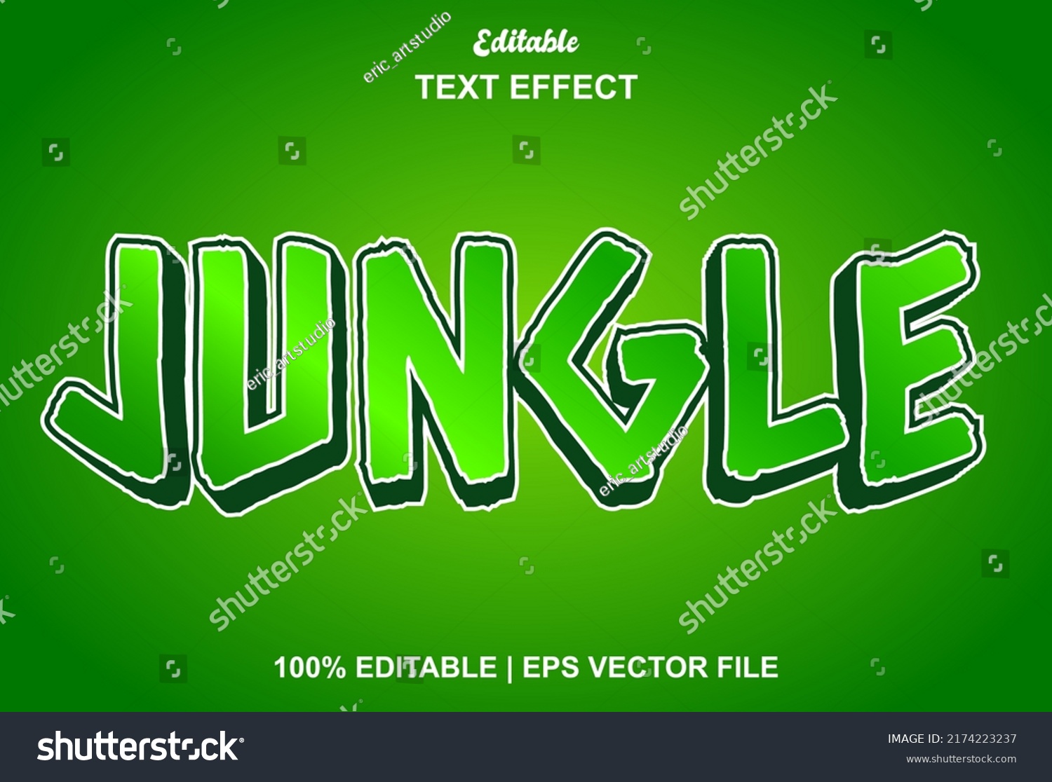 Jungle Text Effect Green Color Editable Stock Vector (Royalty Free ...