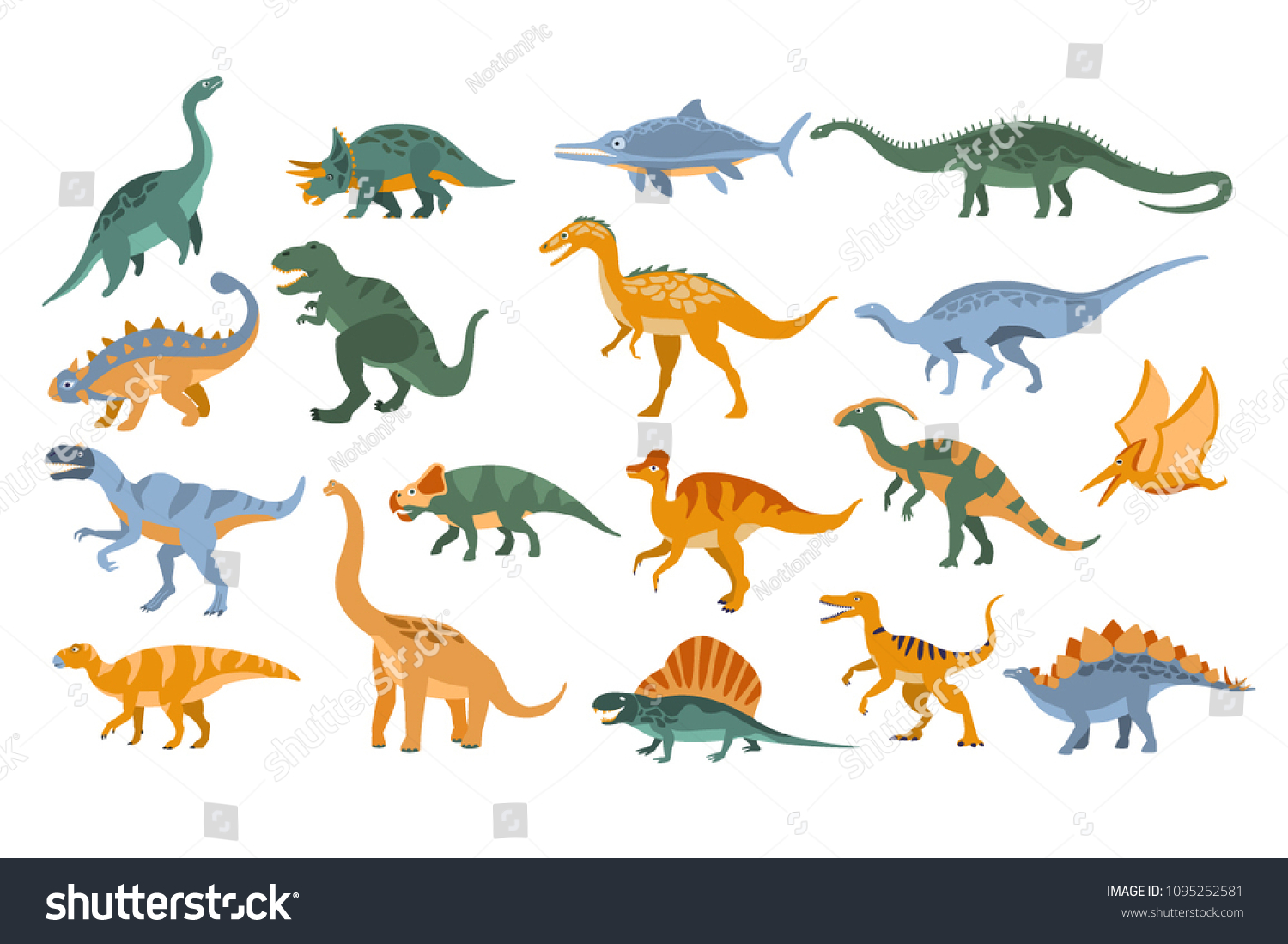 Jurassic Period Dinosaurs Set Stock Vector Royalty Free 1095252581 Shutterstock