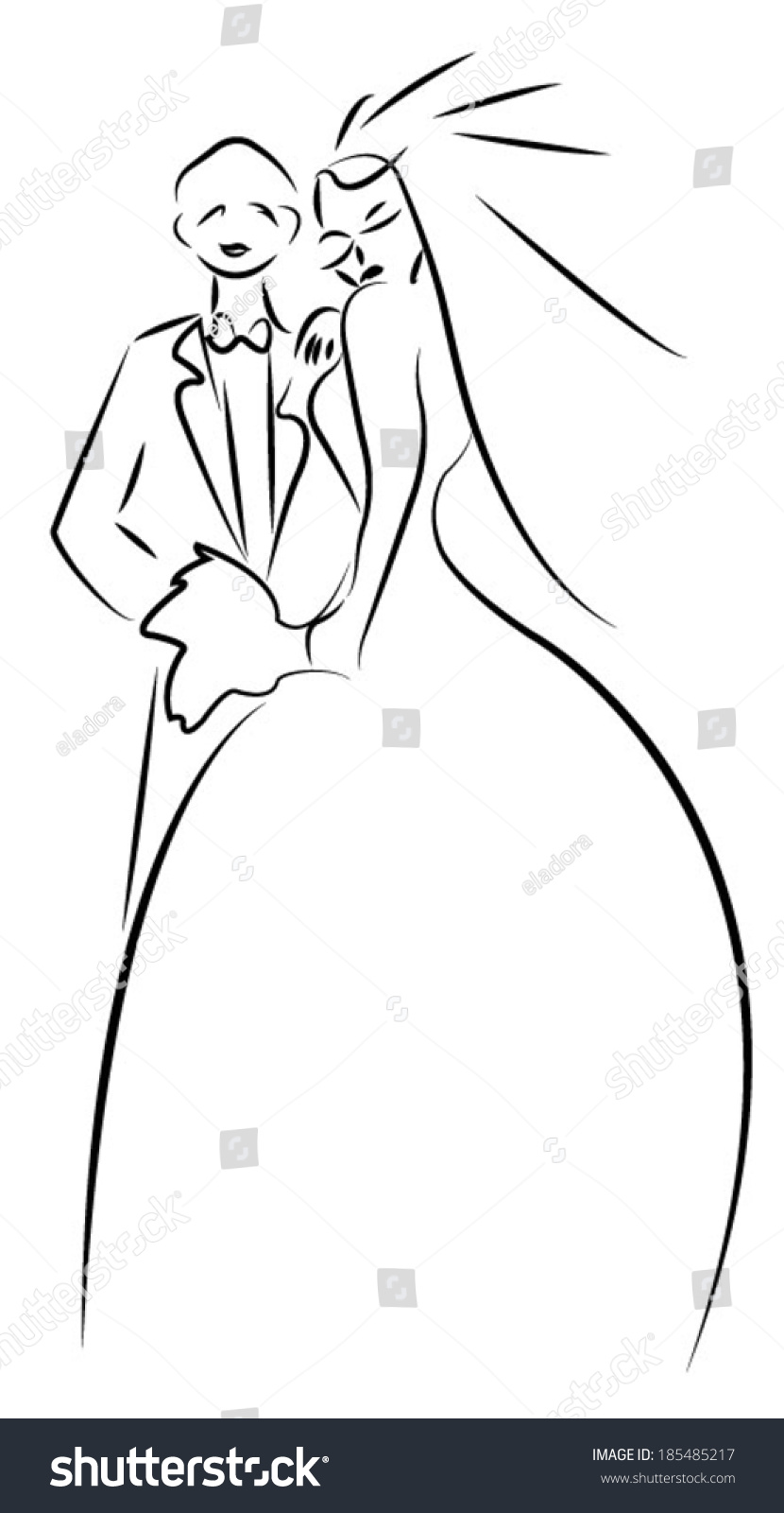 Just Married Couple Cartoon Vector Vector Có Sẵn Miễn Phí Bản Quyền