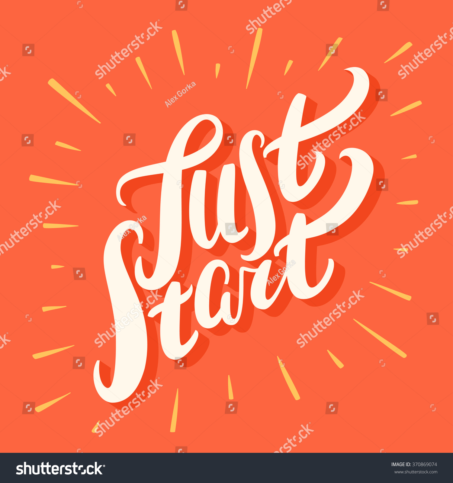 Just Start Hand Lettering Stock Vector (Royalty Free) 370869074