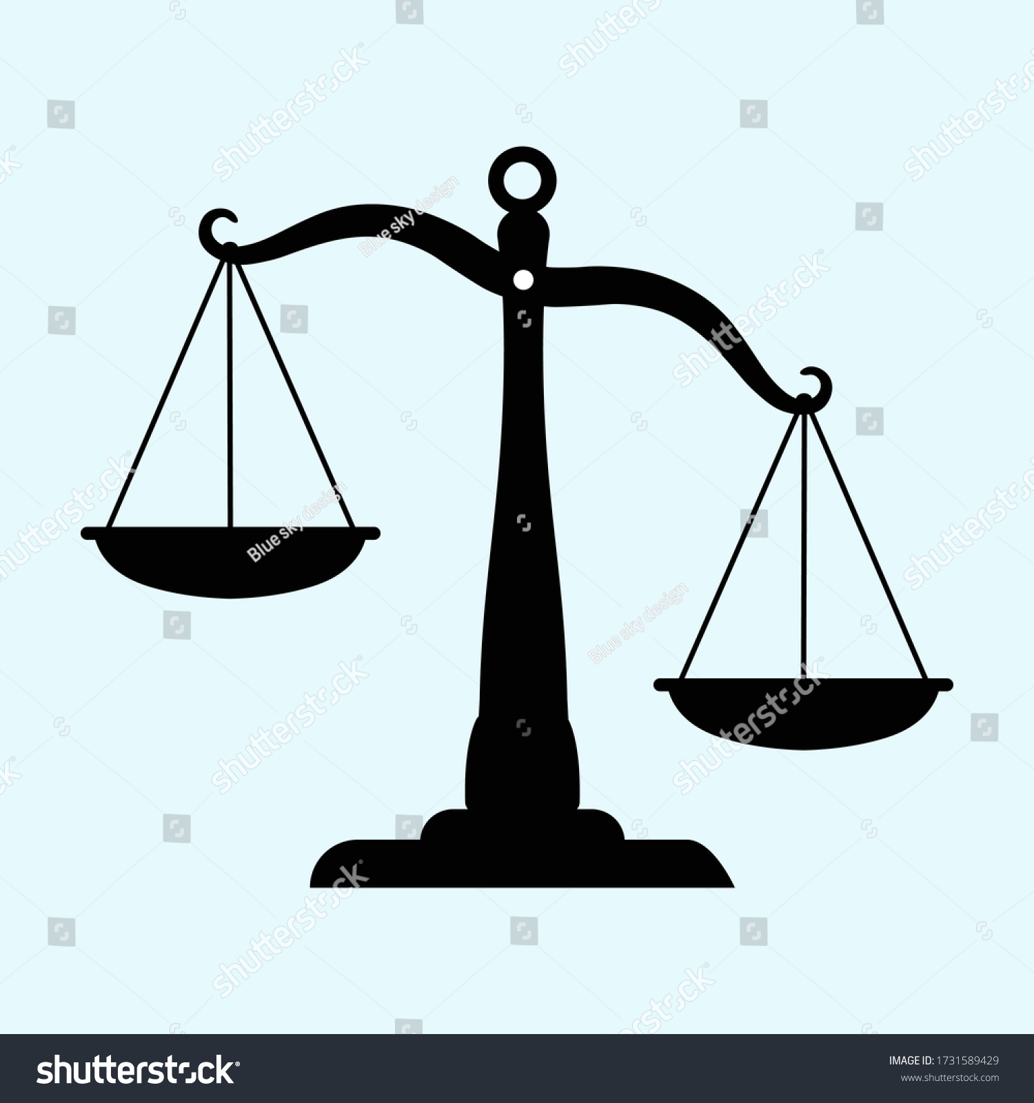 Justice Scale Tilted Silhouette Flat Vector Stock Vector (Royalty Free ...