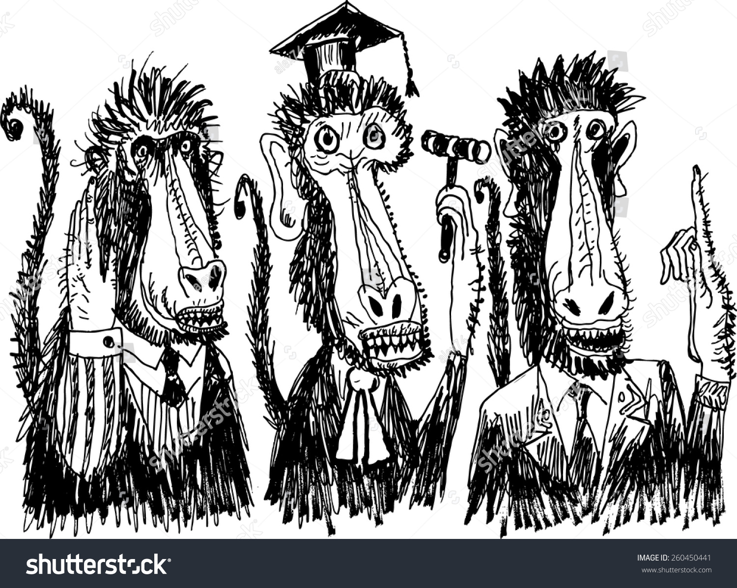 Justicethree Monkeysvector Engraving Cartoon Stock Vector (Royalty Free ...