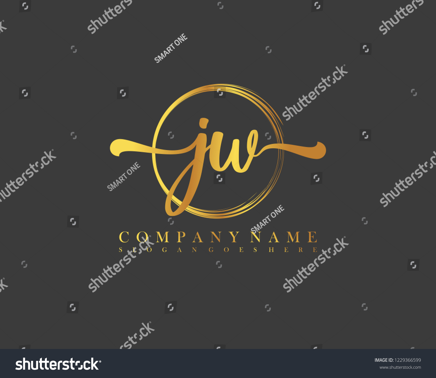 Jw Initial Handwriting Logo Circle Template Stock Vector (Royalty Free ...
