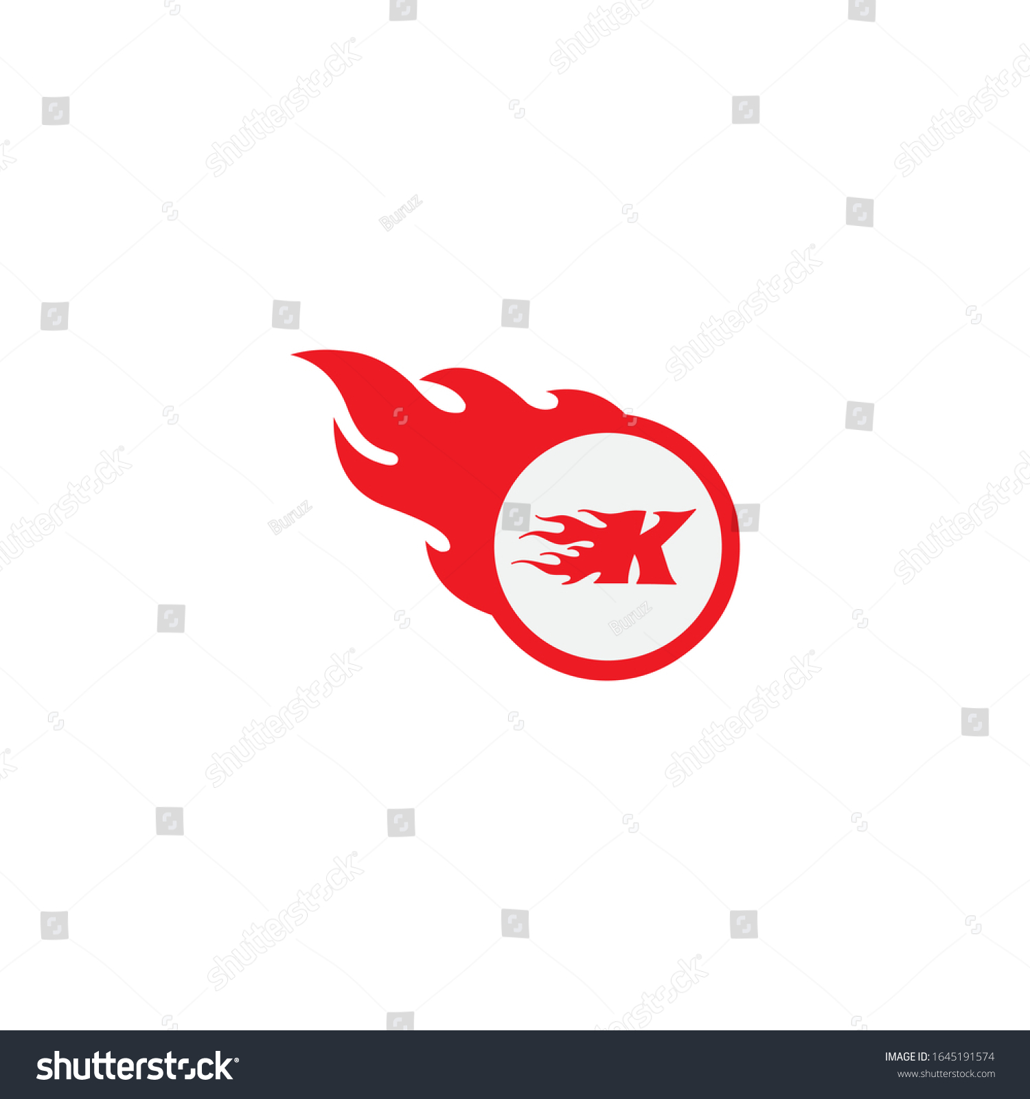 K Letter Design Vector Fire Stock Vector (Royalty Free) 1645191574 ...