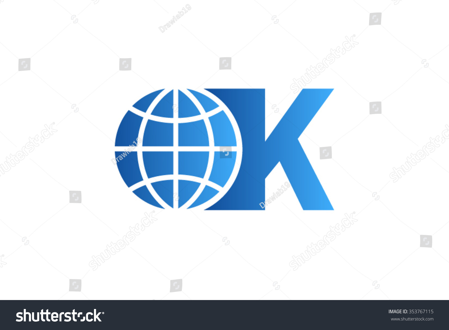 K Letter Logo World Globe Logo Stock Vector (Royalty Free) 353767115