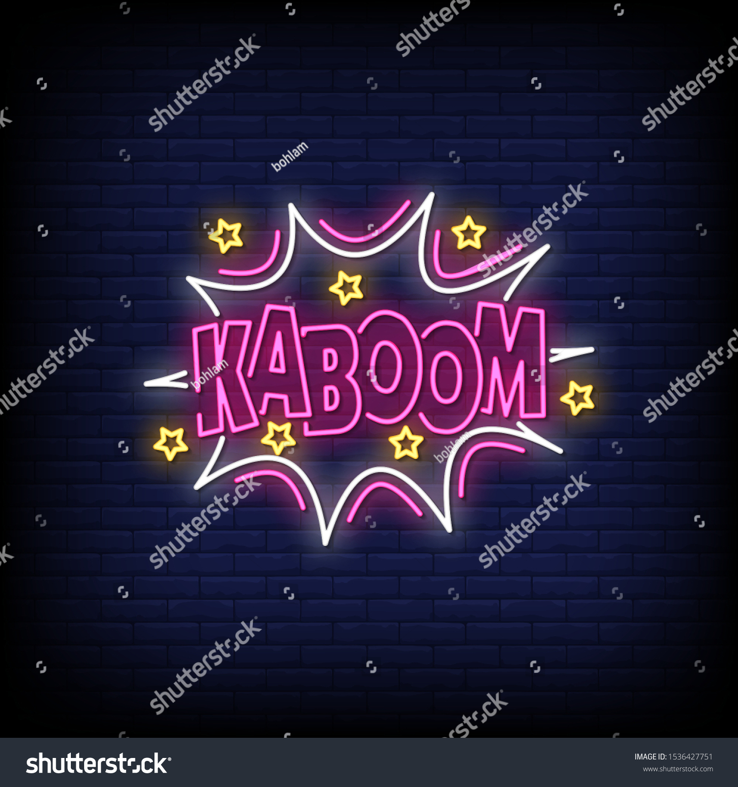 Kaboom Neon Signs Style Text Vector Stock Vector (Royalty Free) 1536427751
