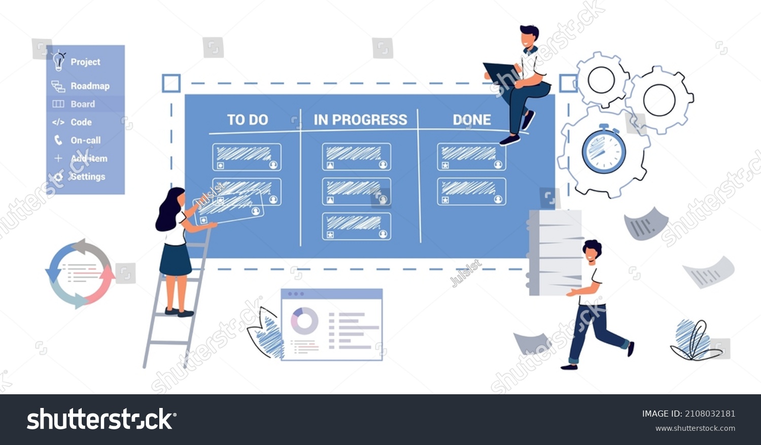 Kanban Software Development Outline Concept Agile Stock Vector (Royalty Free) 2108032181