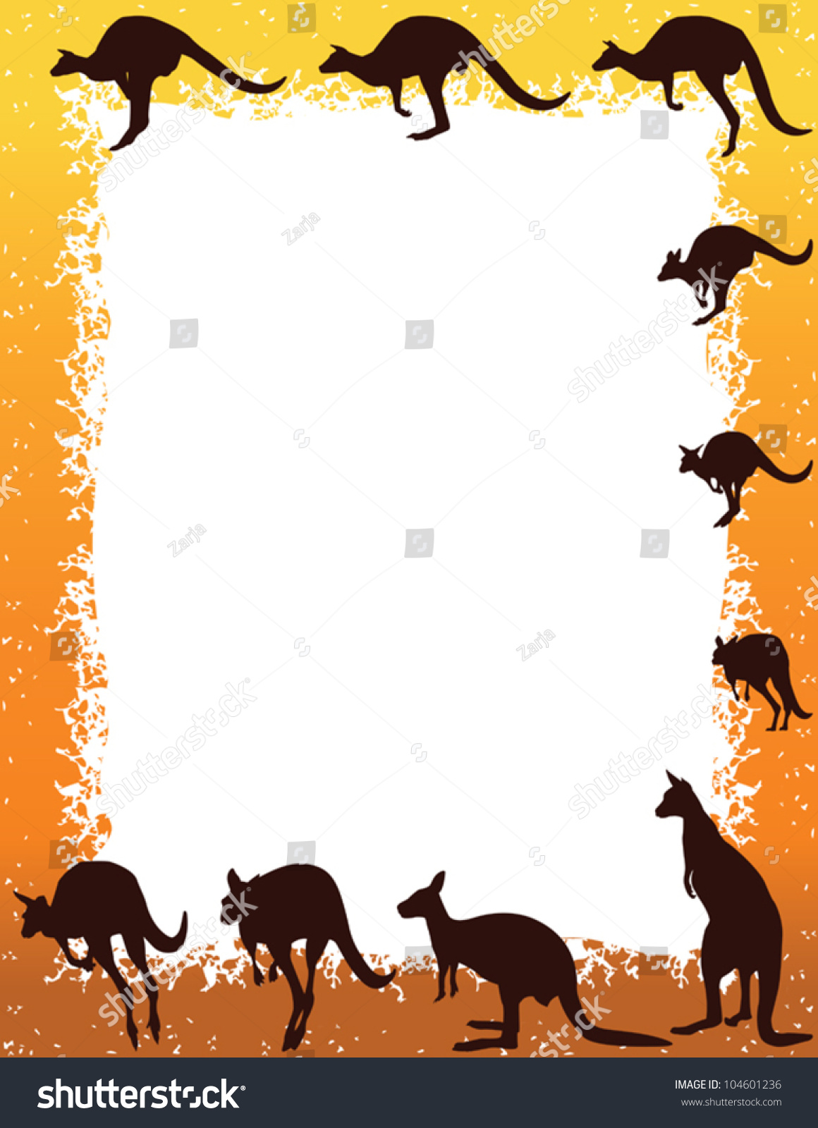 Kangaroo Border Around White Copy Space Stock Vector Illustration ...