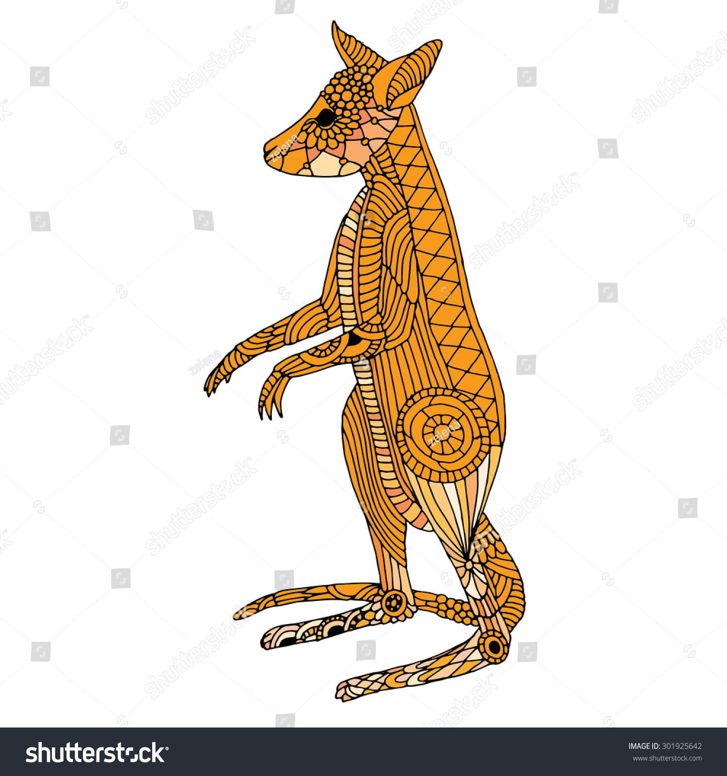 Kangaroo Hand Drawn Vector Illustration Stock Vector (Royalty Free ...