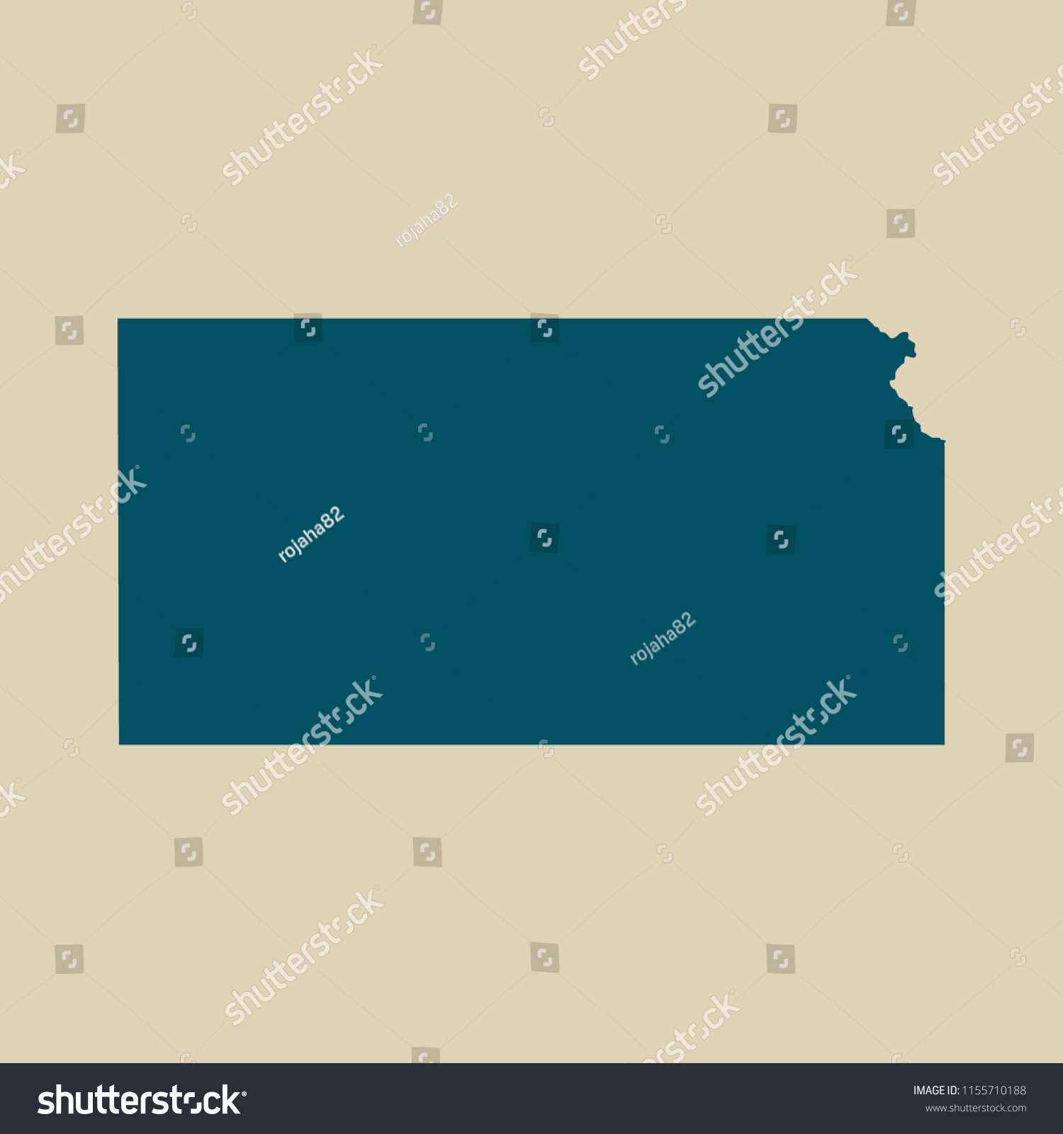 Kansas Map Vector: vector de stock (libre de regalías) 1155710188 ...