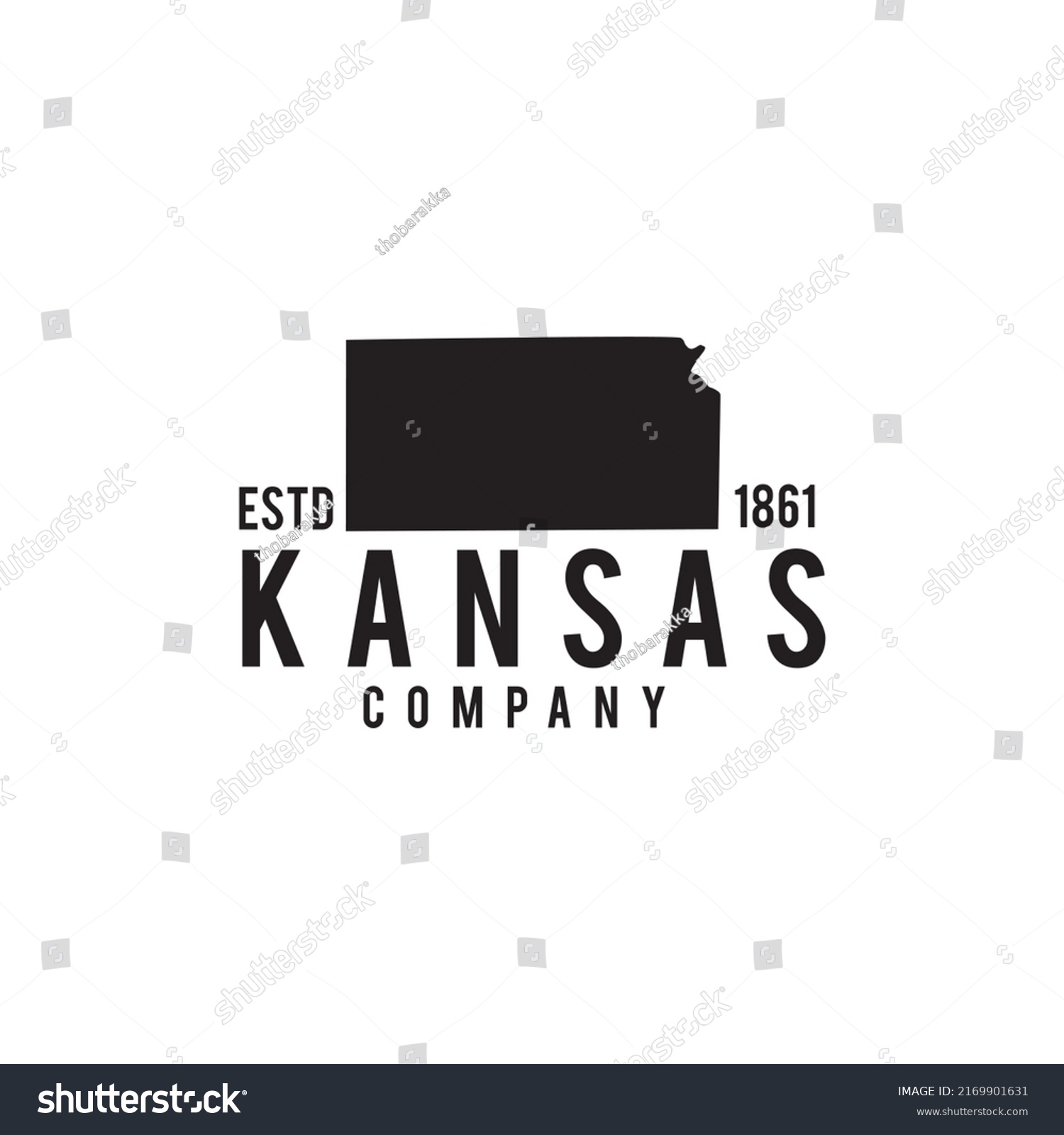 Kansas State Outline Map Vector Logo Stock Vector (Royalty Free ...