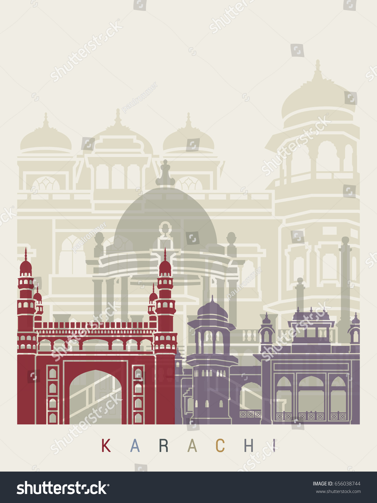 Karachi Skyline Poster Editable Vector File Stock Vector (Royalty Free ...
