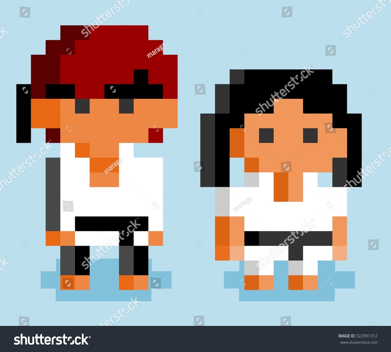Vektor Stok Karate Fighter Pixel Art Vector (Tanpa Royalti) 322991312 ...