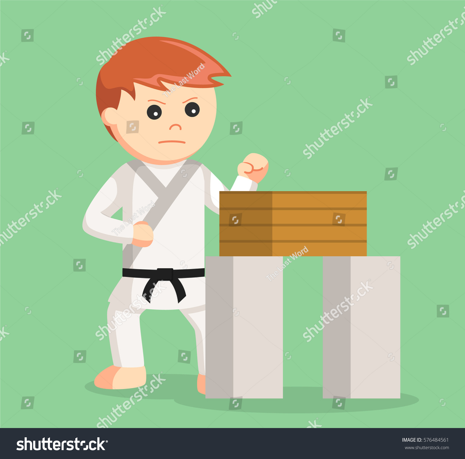 Karate Man Doing Breaking Boards Technique Stock Vector (Royalty Free ...