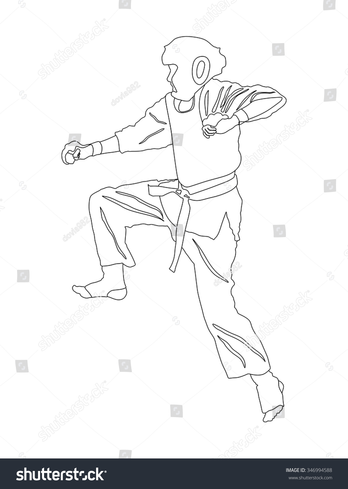 Karate Pose Vector Drawing Isolated On Stock Vector (Royalty Free ...