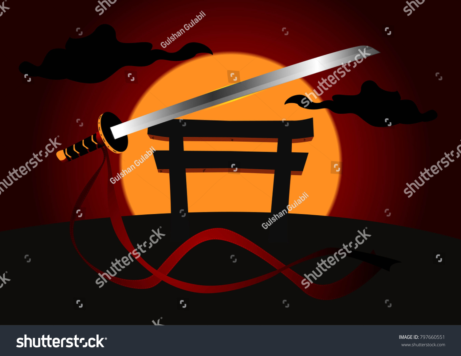 Katana Vector Illustration Stock Vector (Royalty Free) 797660551