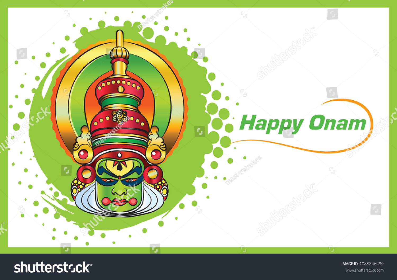 ilustración vectorial de color facial kathakali: vector de stock (libre ...