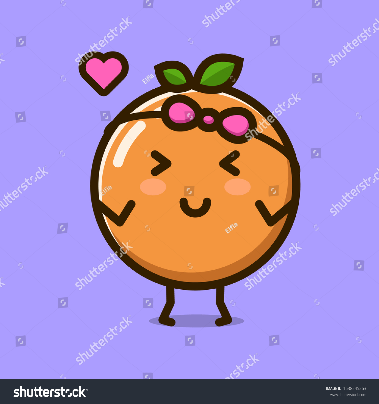 Kawaii Cute Orange Vector Stock Vector (Royalty Free) 1638245263 ...