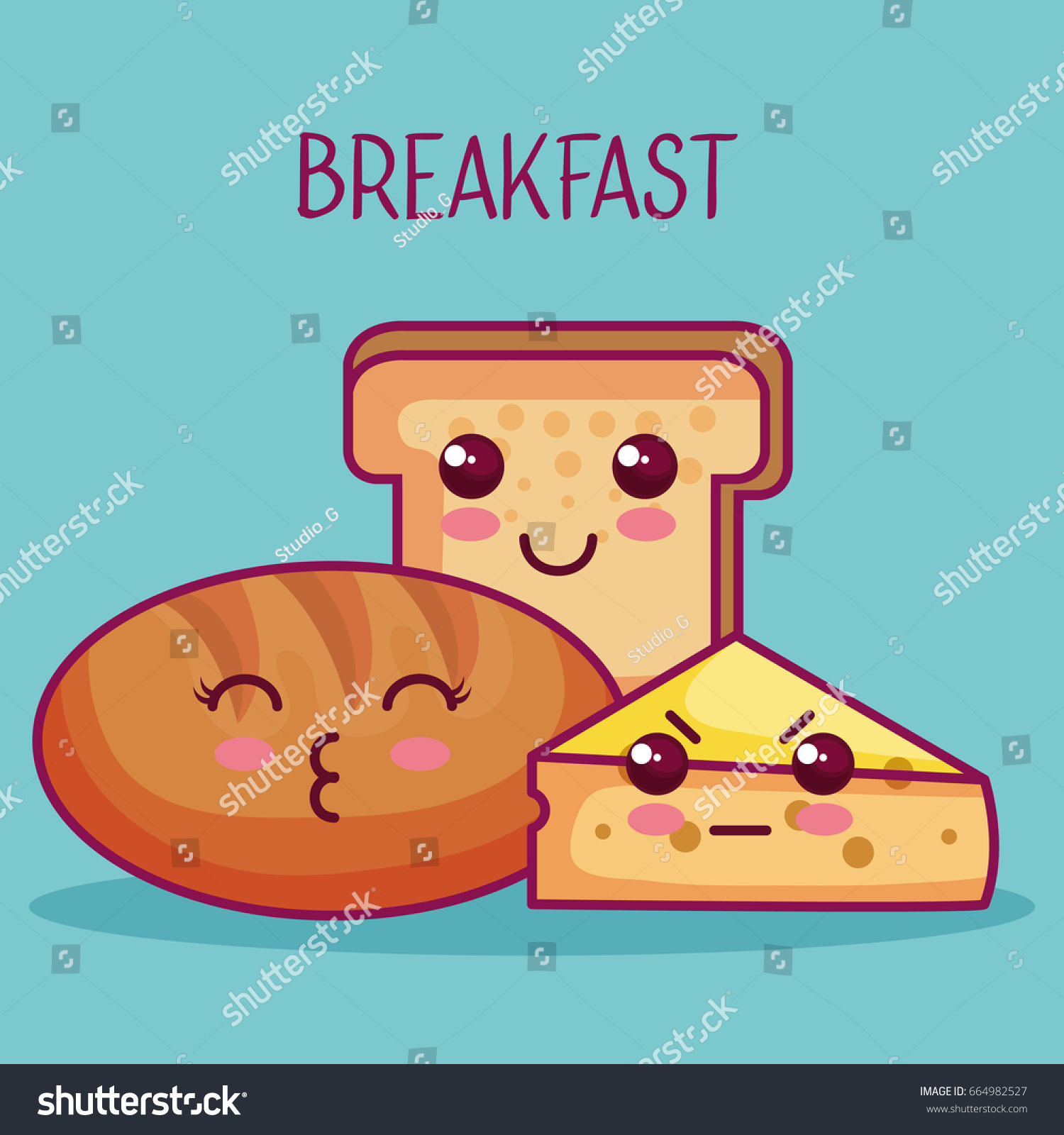 Kawaii Breakfast Design Stock Vector (Royalty Free) 664982527