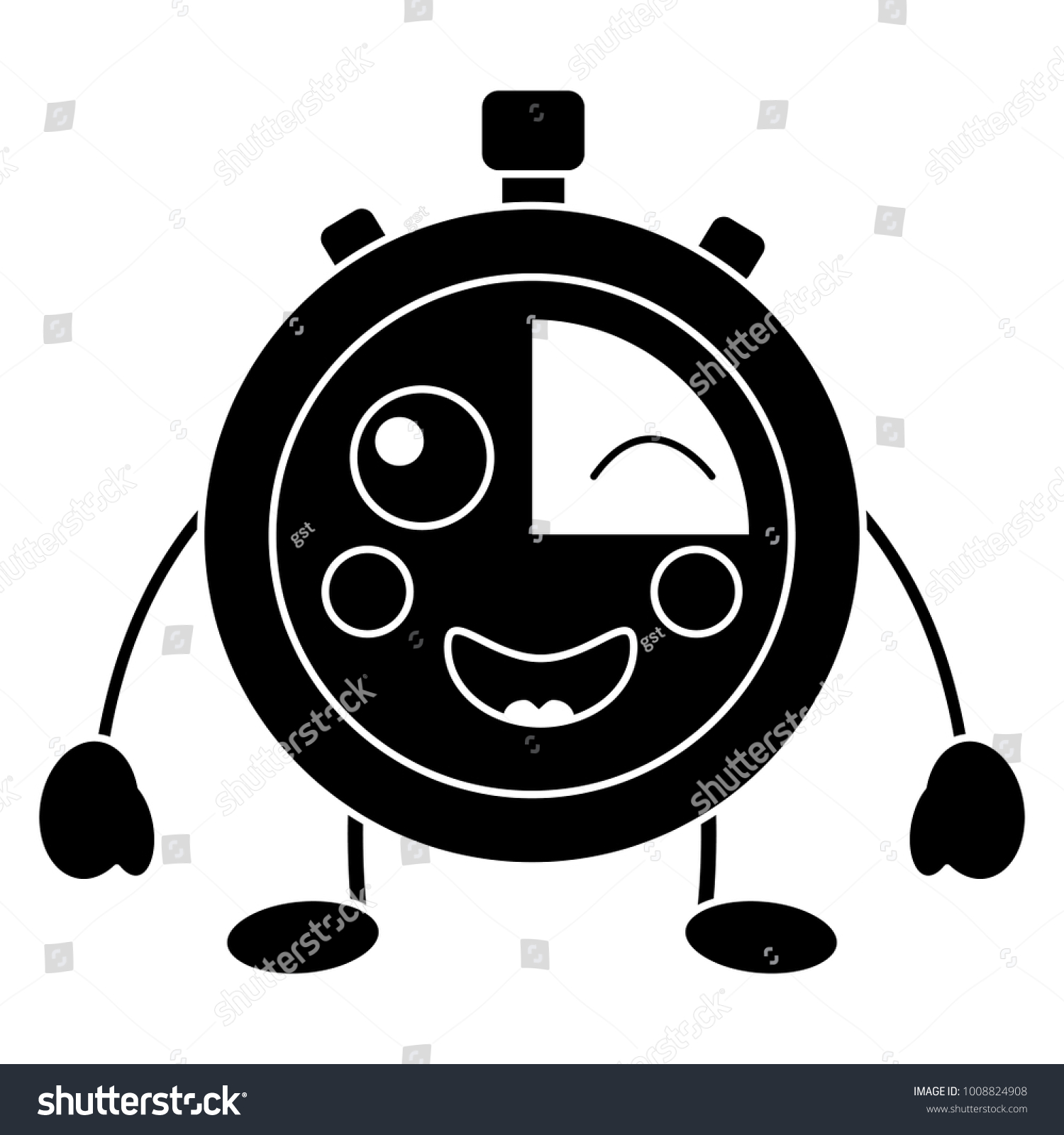 Kawaii Chronometer Speed Timer Cartoon Character Stock Vector (Royalty ...