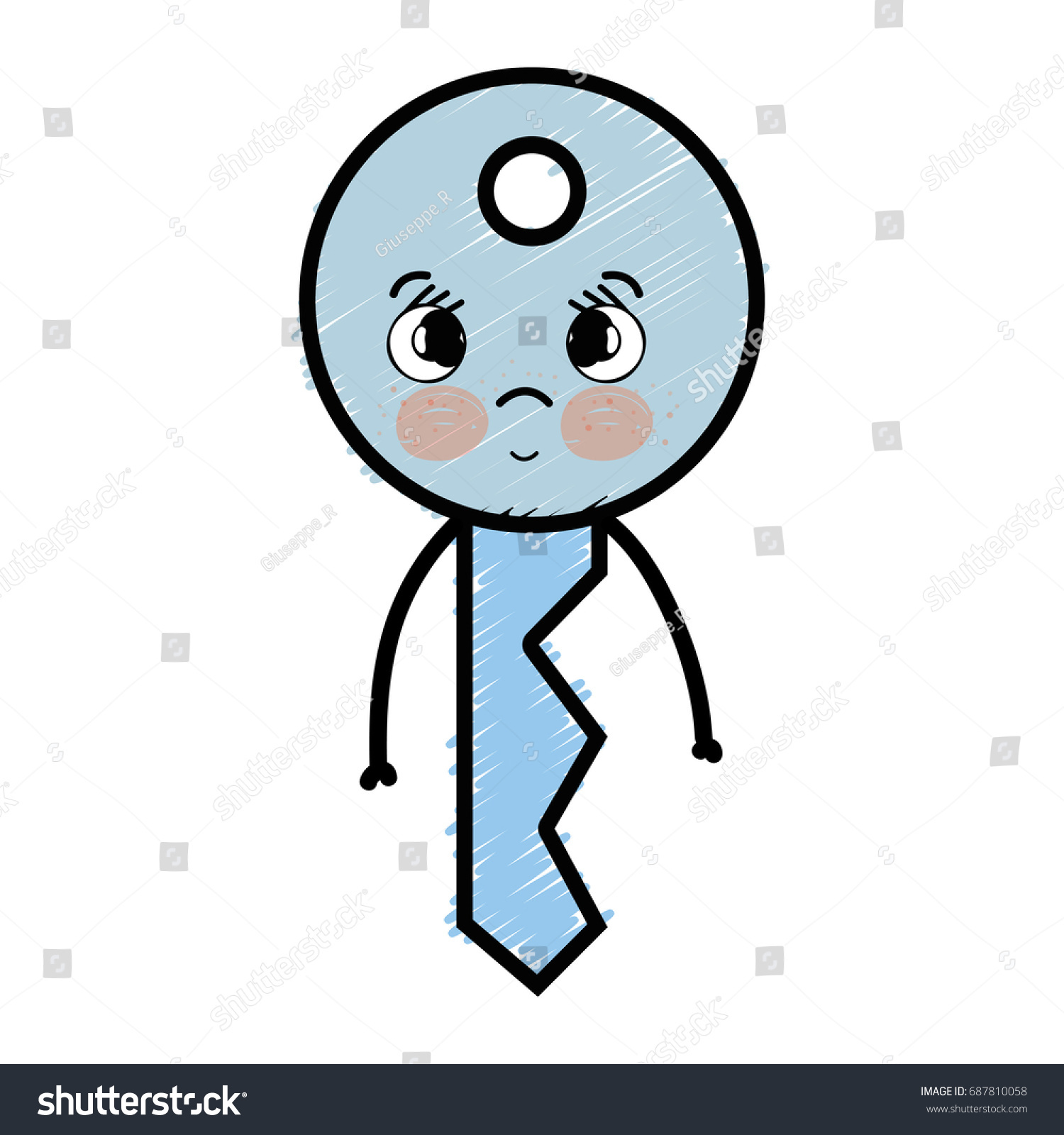 Kawaii Cute Angry Key Security: vector de stock (libre de regalías ...