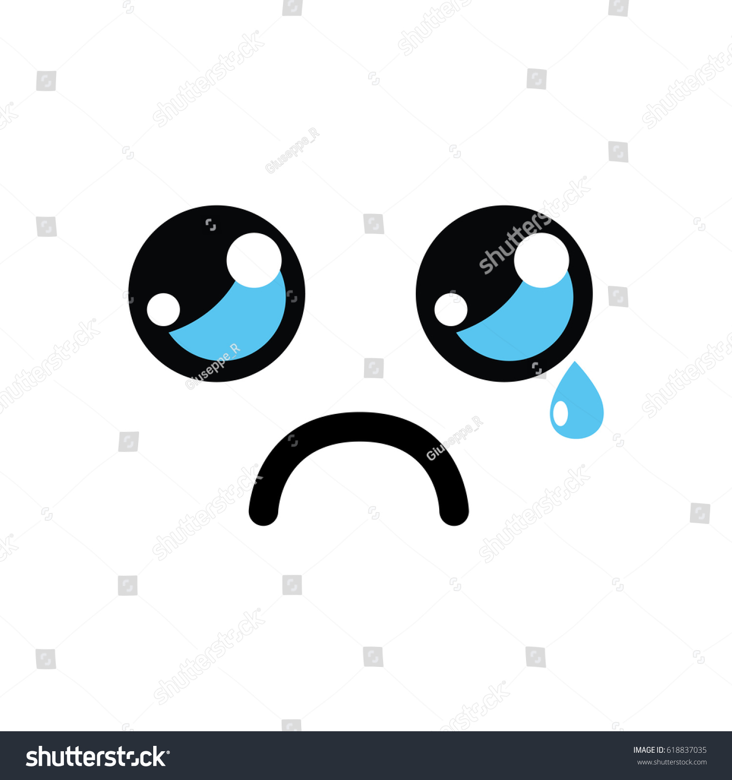 Kawaii Cute Crying Face Icon Stock Vector (Royalty Free) 618837035