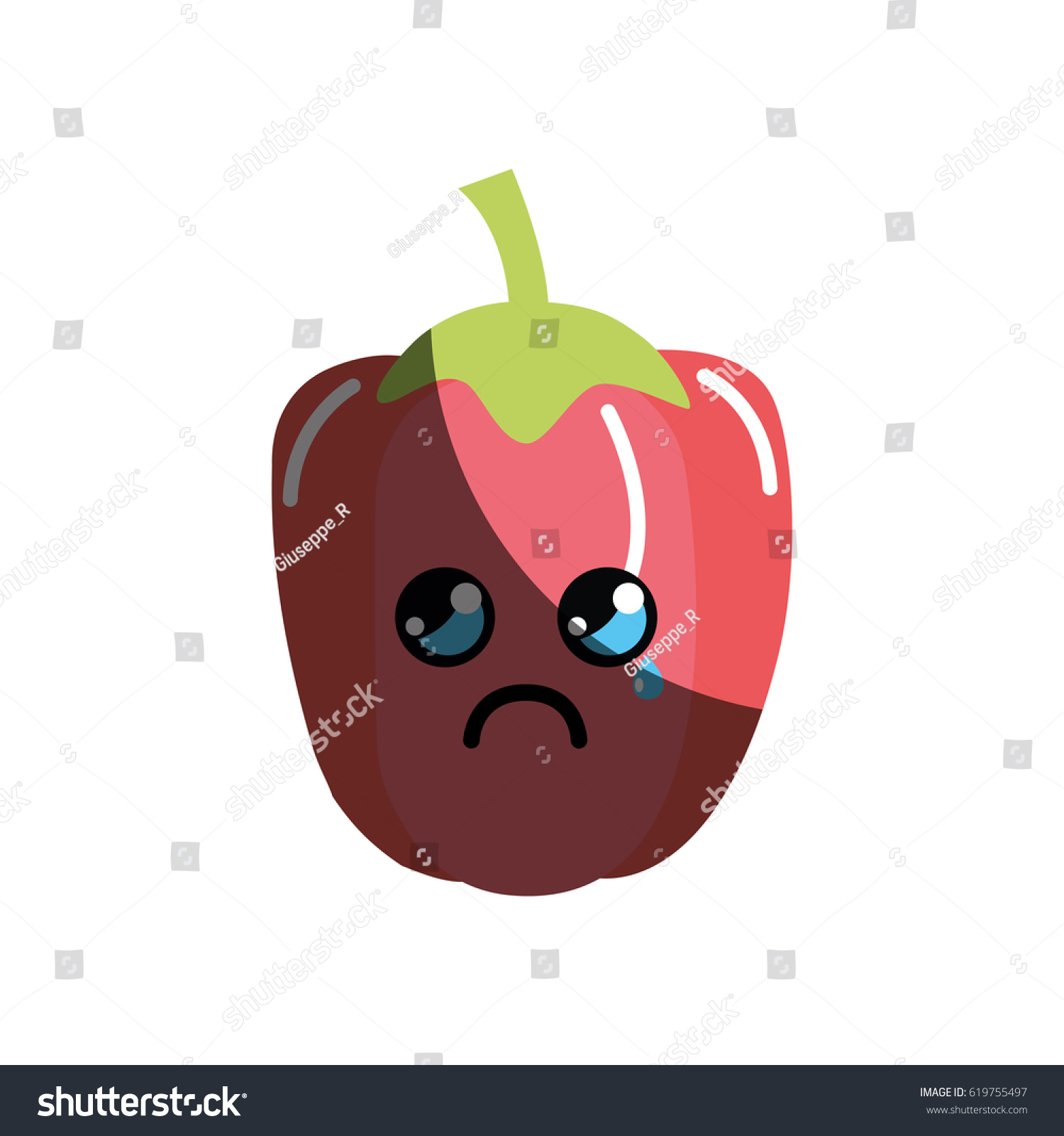 Kawaii Cute Crying Pepper Vegetable Stock Vector (Royalty Free ...