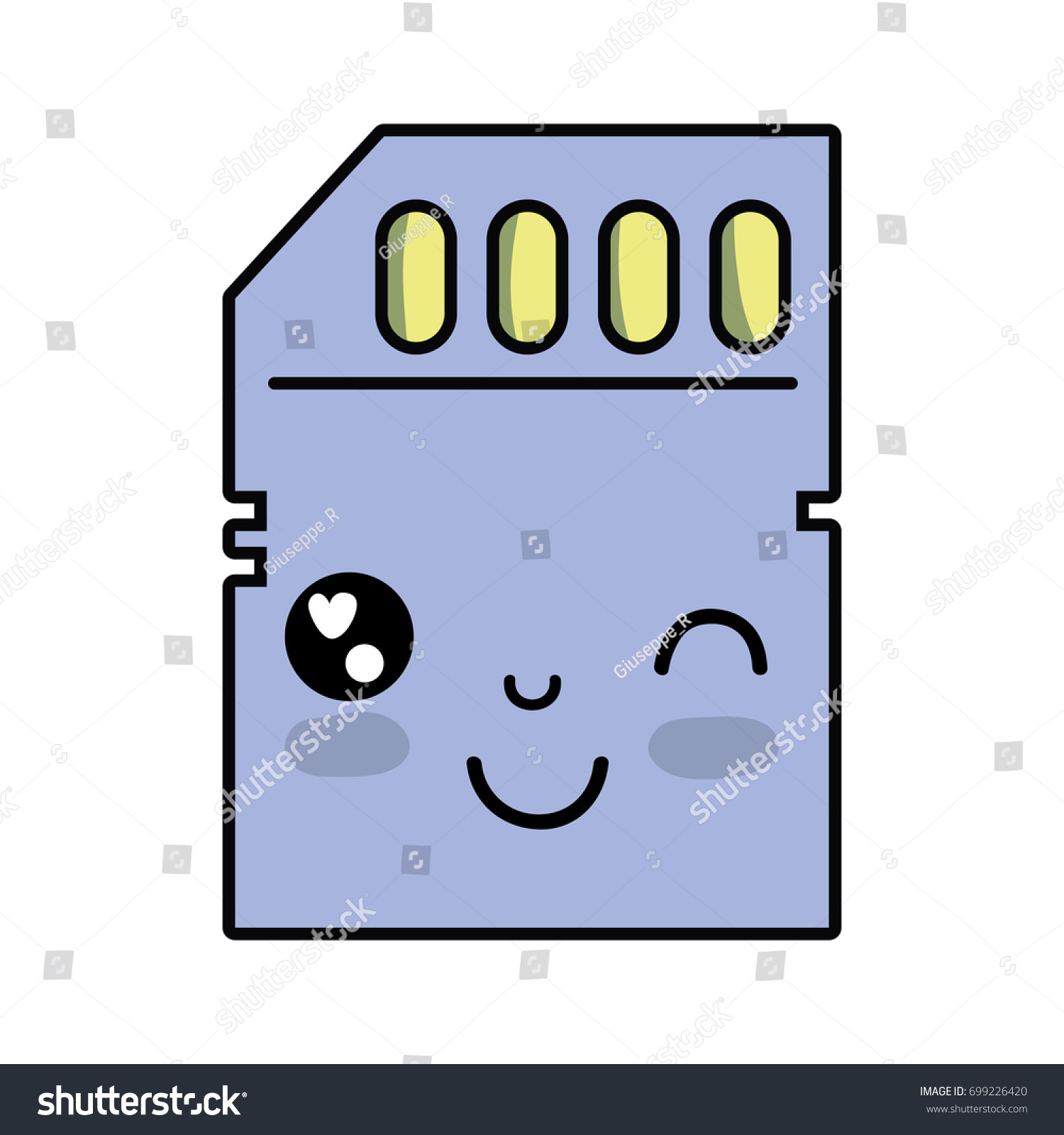 Kawaii Cute Funny Micro Sd Stock Vector (Royalty Free) 699226420 ...