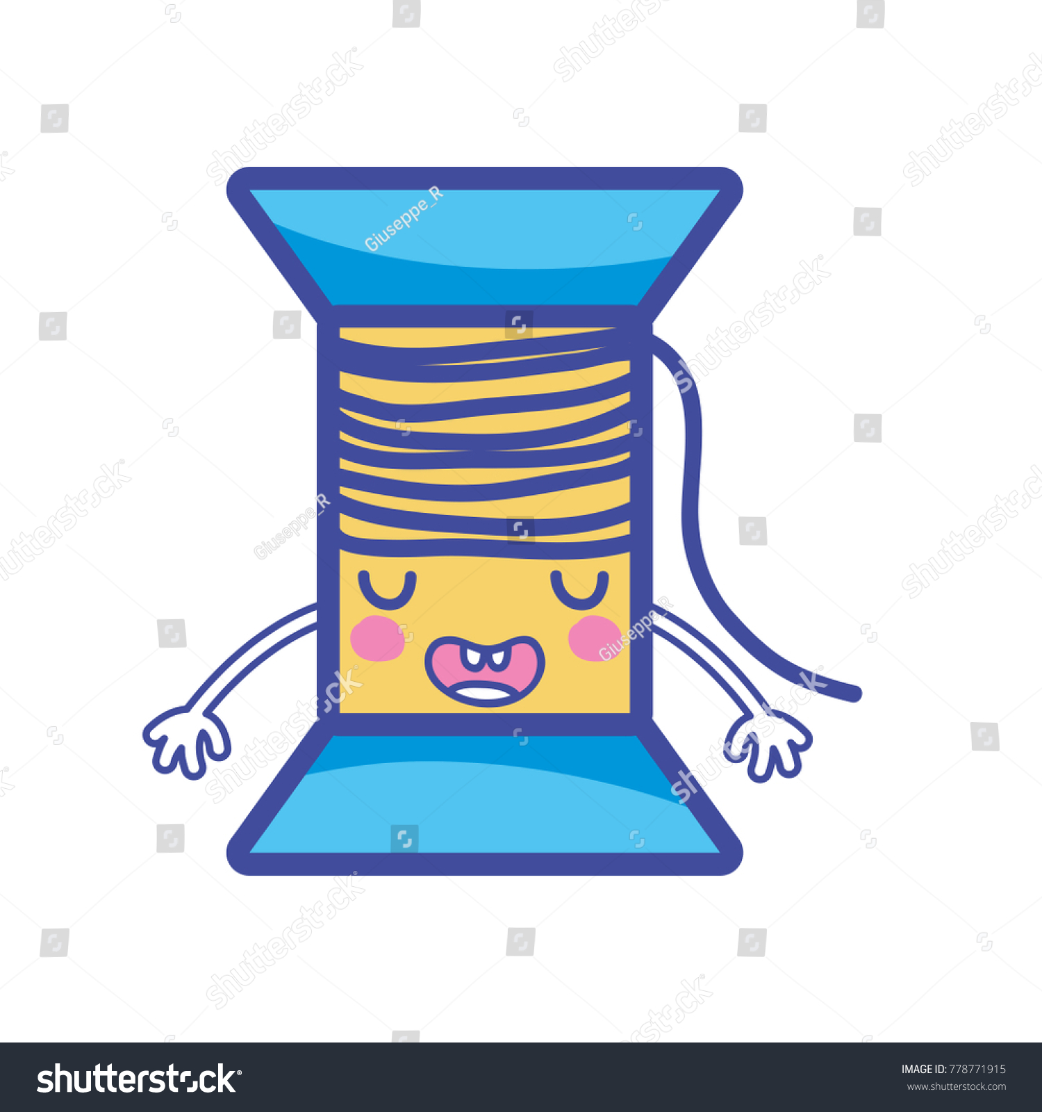 Kawaii Cute Funny Thread Object: vector de stock (libre de regalías ...