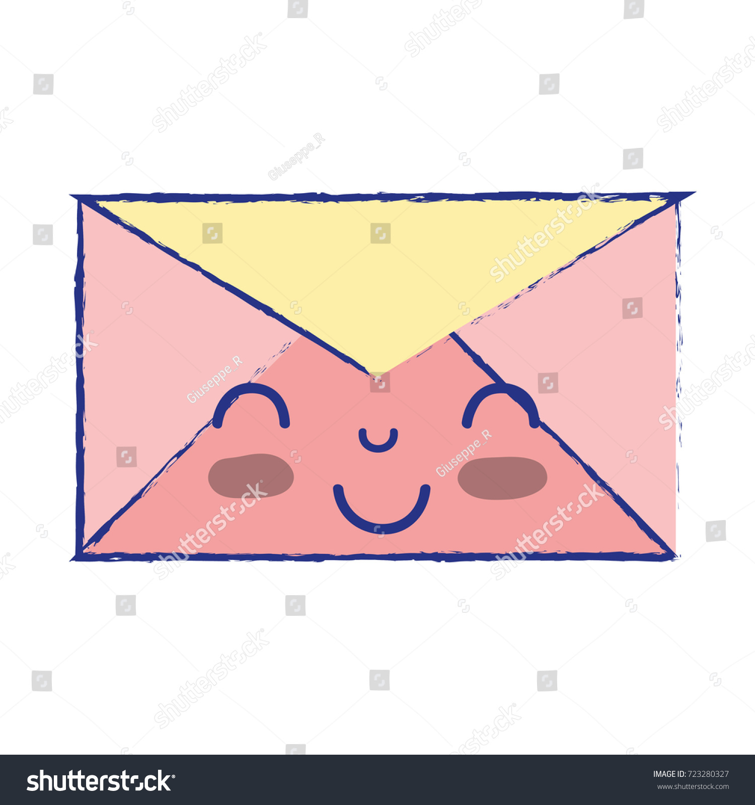Kawaii Cute Happy Email Message: vector de stock (libre de regalías ...