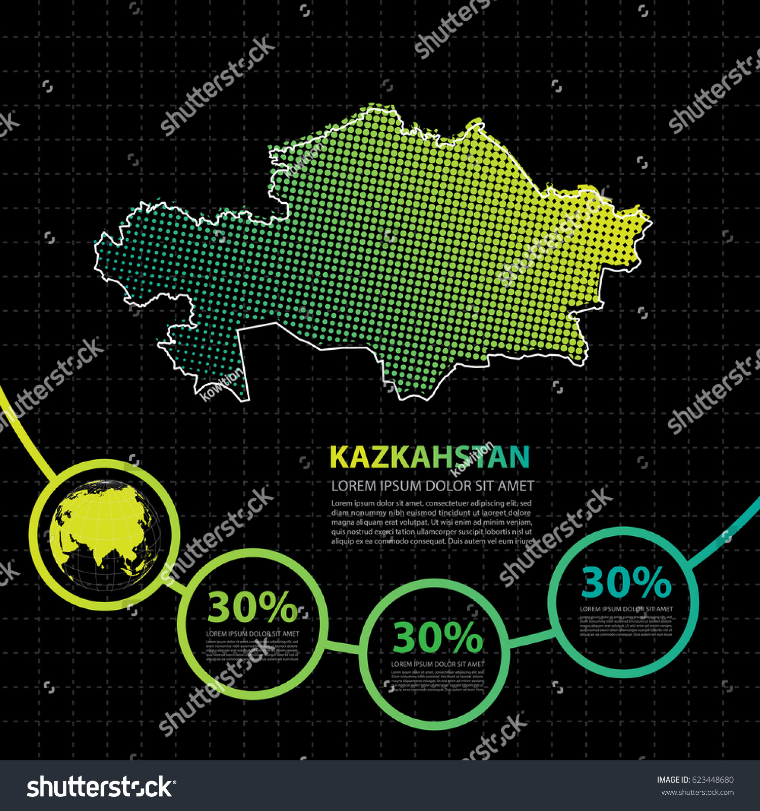 Kazakhstan Map Infographic Design Template Stock Vector (Royalty Free ...