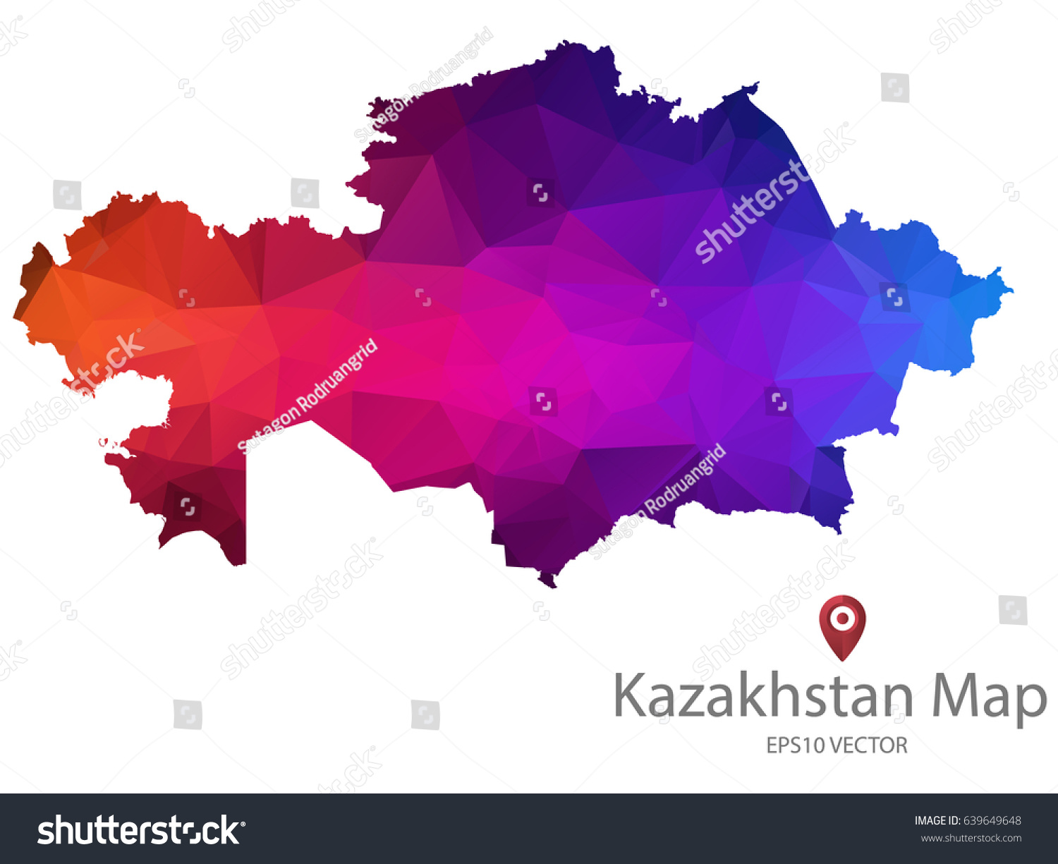 Kazakhstan Map Polygon Colorful Vector Illustrator Stock Vector ...