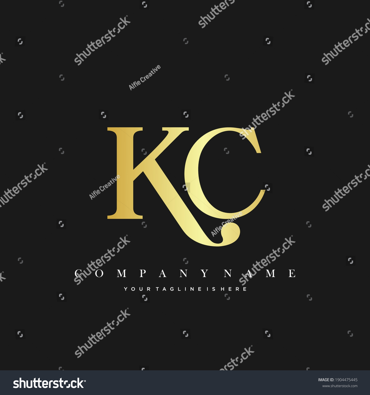 Kc Minimal Luxury Initial Logo Vector Stock Vector (Royalty Free ...