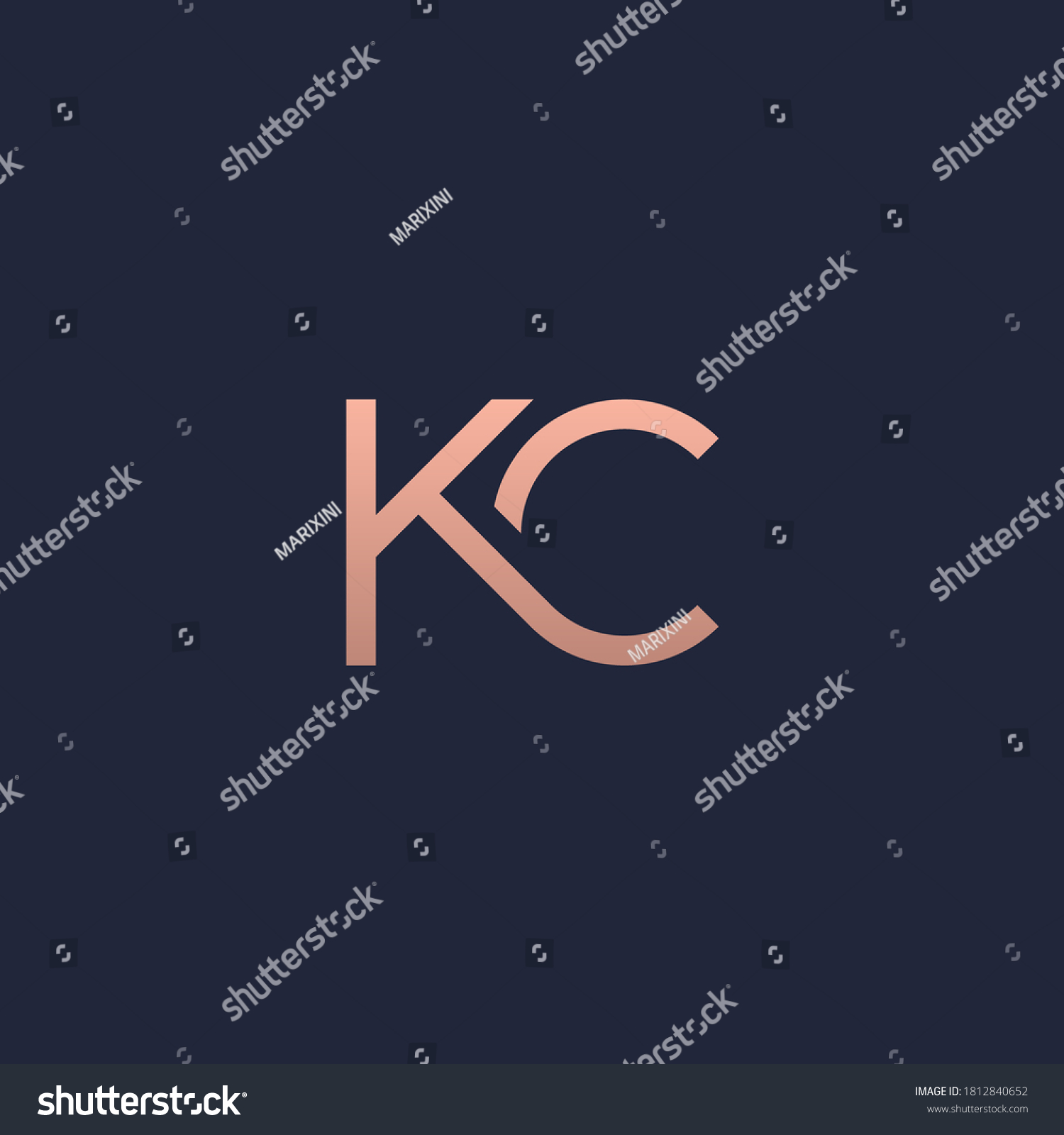 Kc Monogram Logo Gold Color 库存矢量图（免版税）1812840652 | Shutterstock