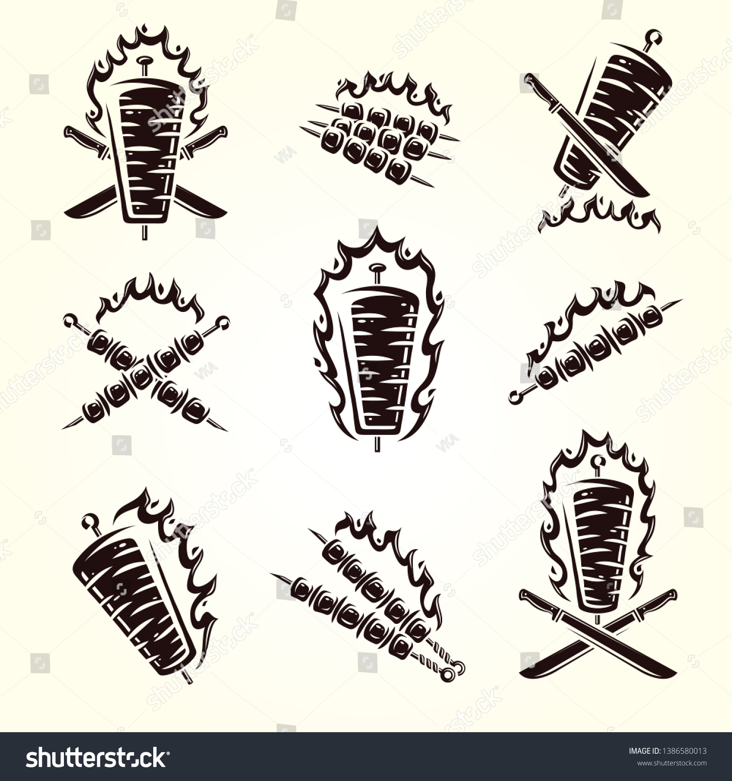 Kebab Labels Elements Set Collection Icon Stock Vector (Royalty Free ...