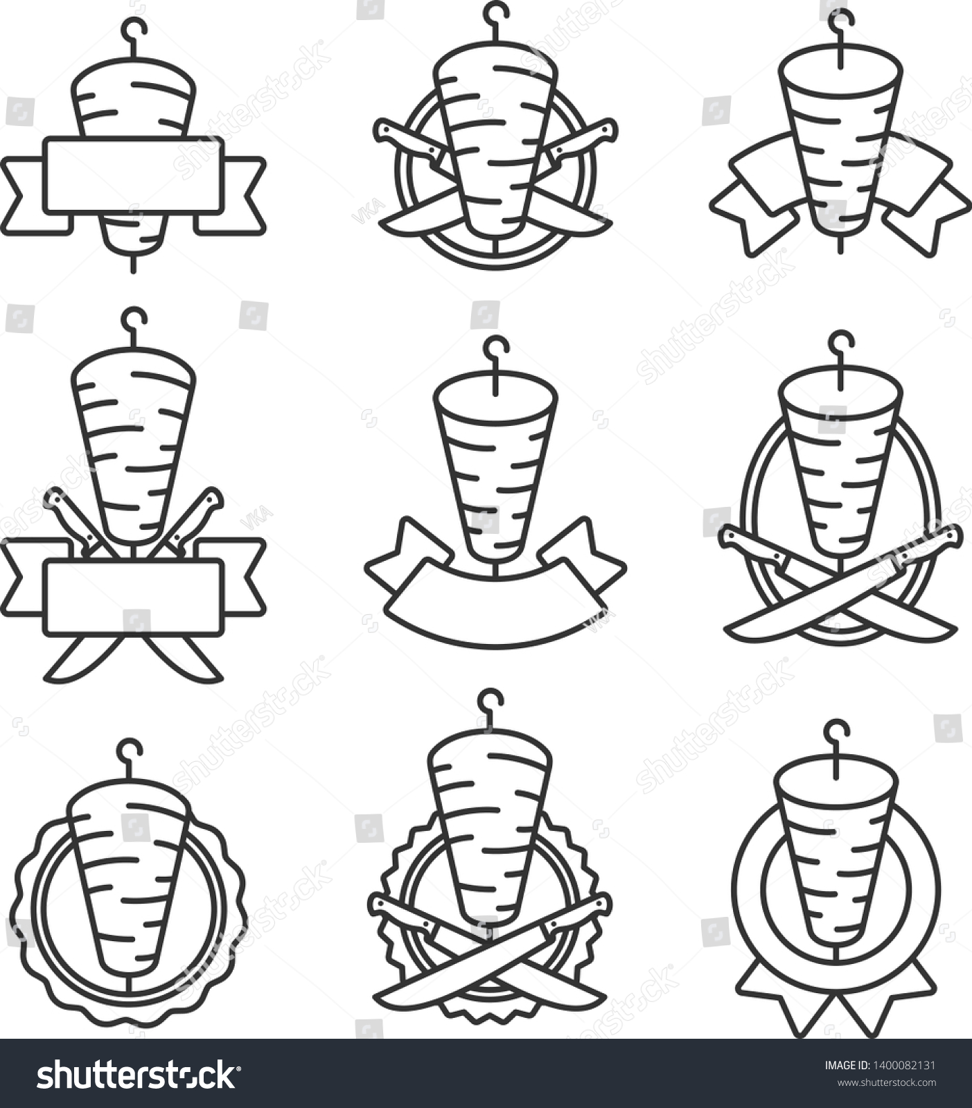 Kebab Labels Elements Set Collection Icon Stock Vector (Royalty Free ...