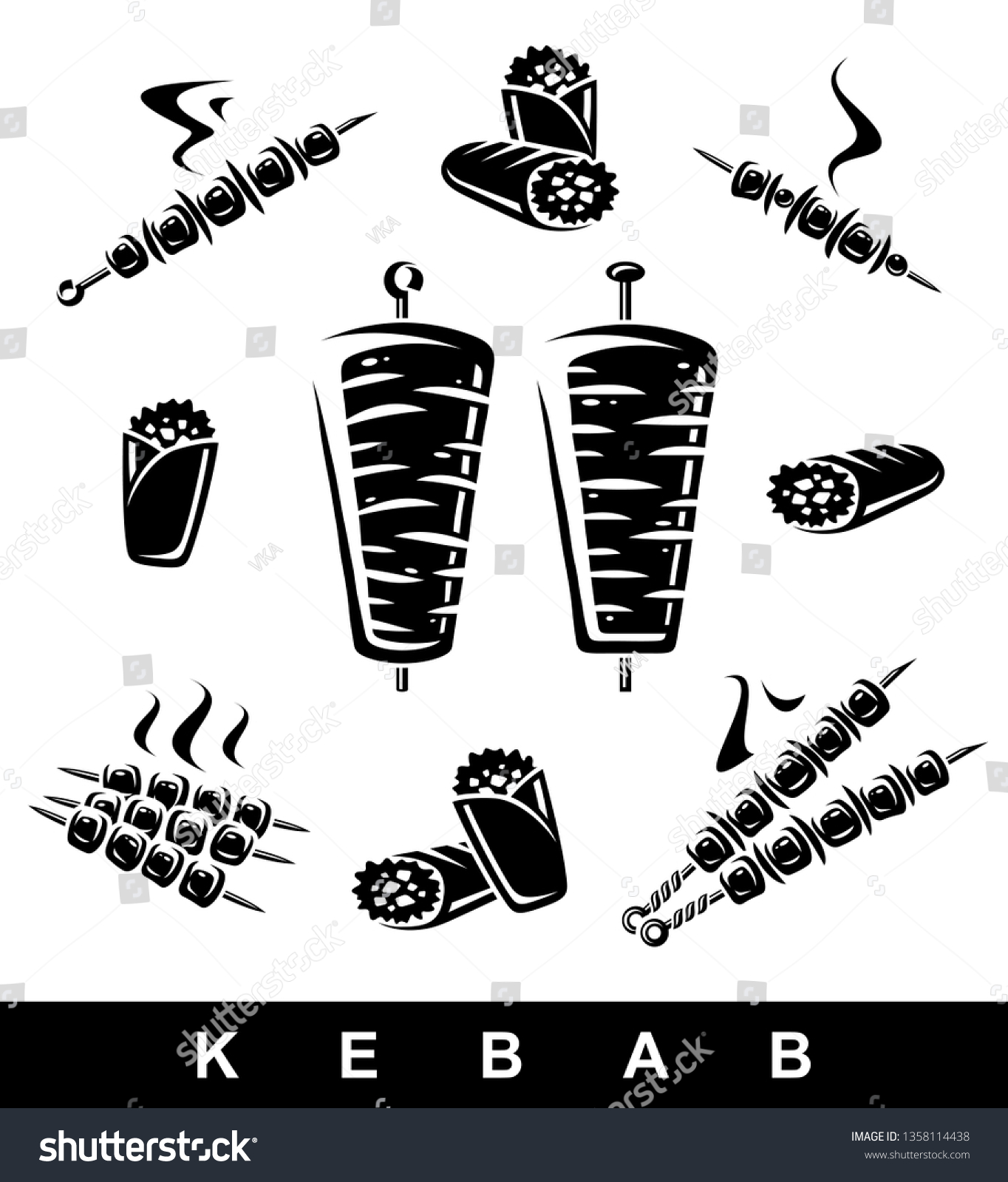 Kebab Set Collection Icon Kebabs Vector Stock Vector (Royalty Free ...