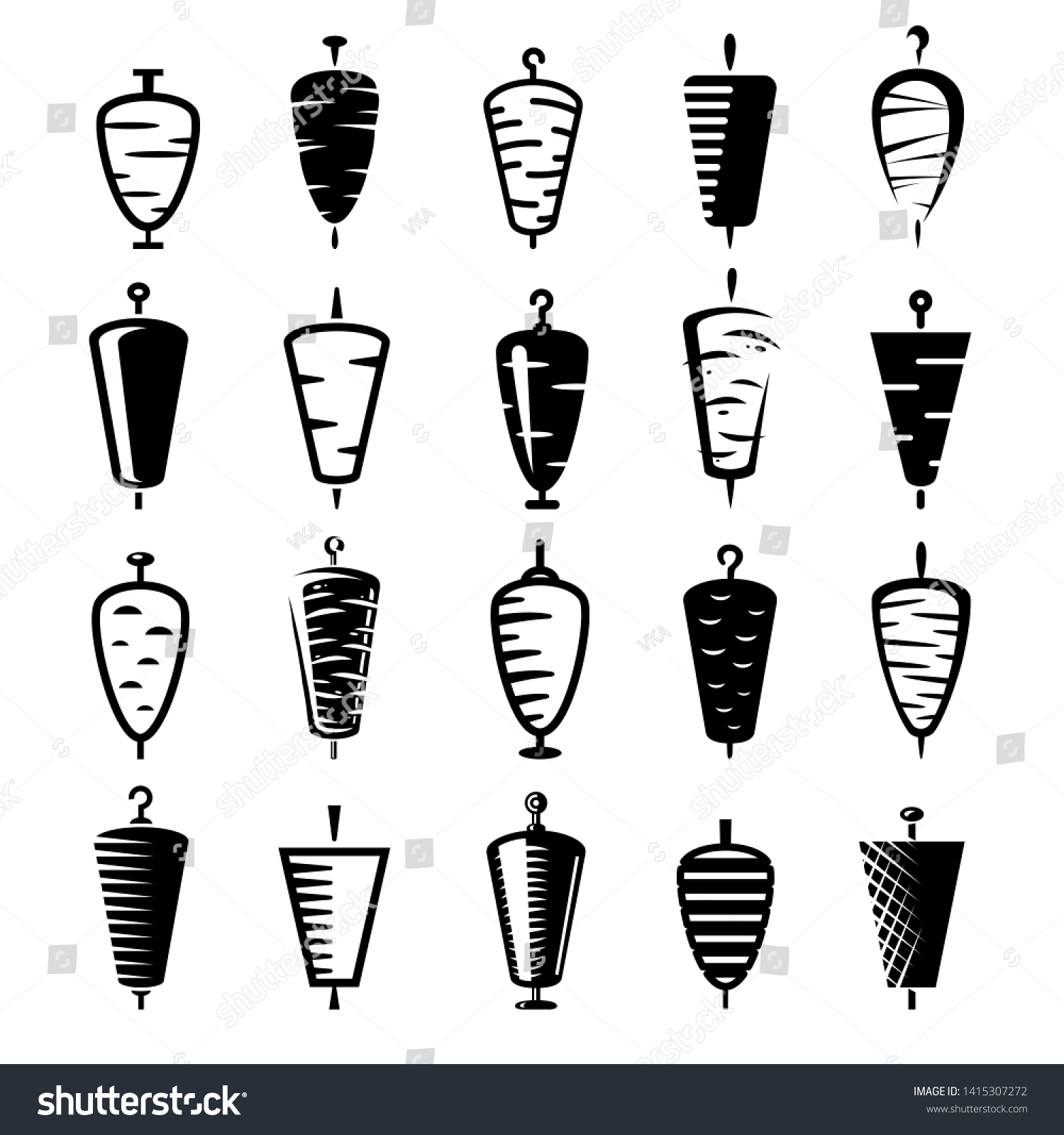 Kebab Set Collection Icon Kebabs Vector Stock Vector (Royalty Free ...