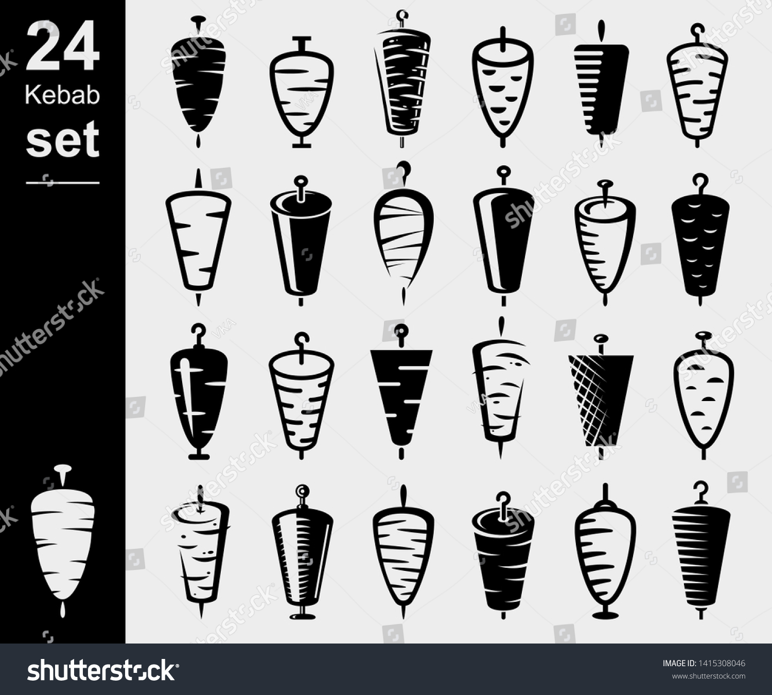 Kebab Set Collection Icon Kebabs Vector Stock Vector (Royalty Free ...