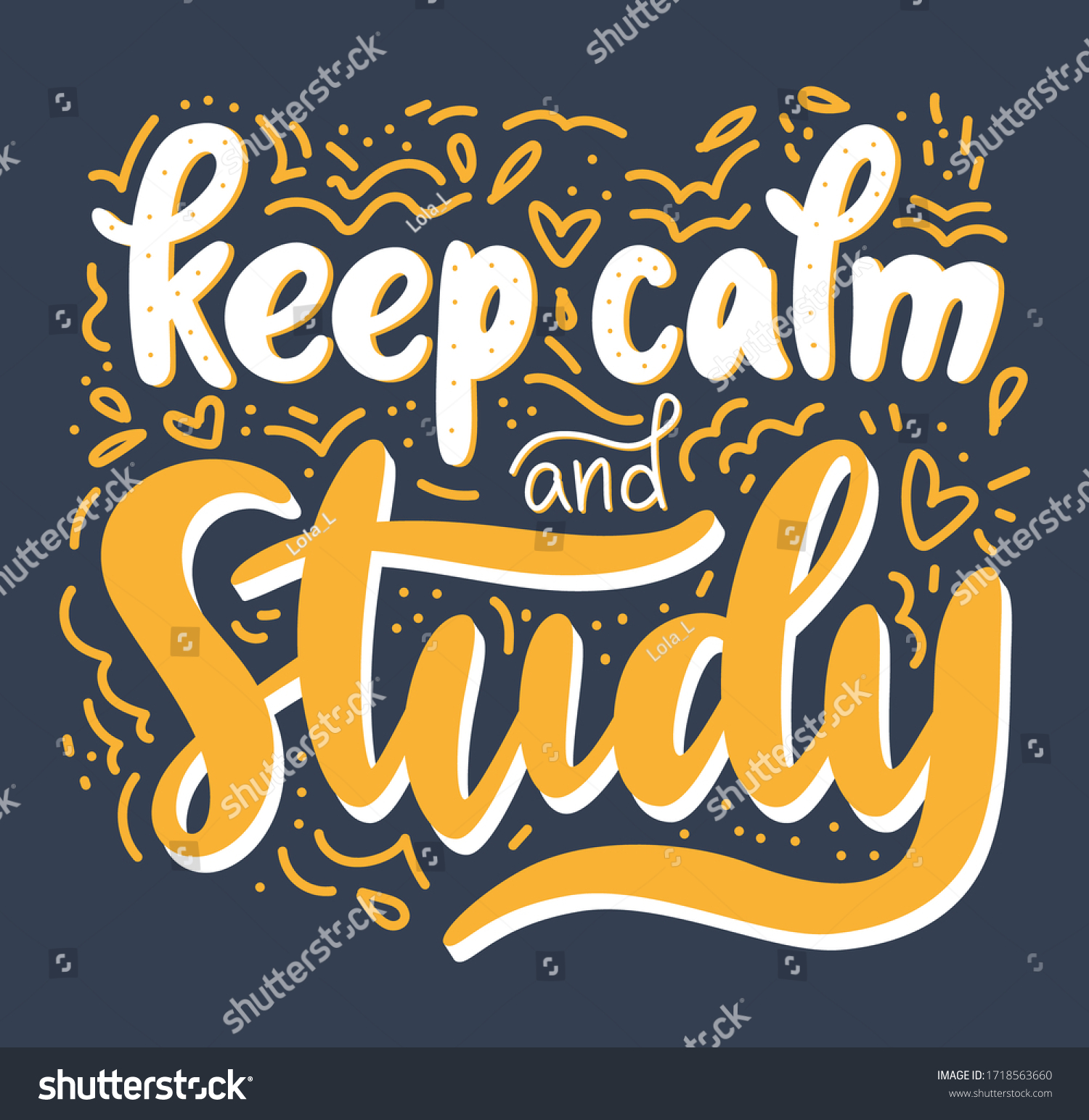 Keep Calm Study Handwritten Lettering Creative Stock Vector (Royalty ...