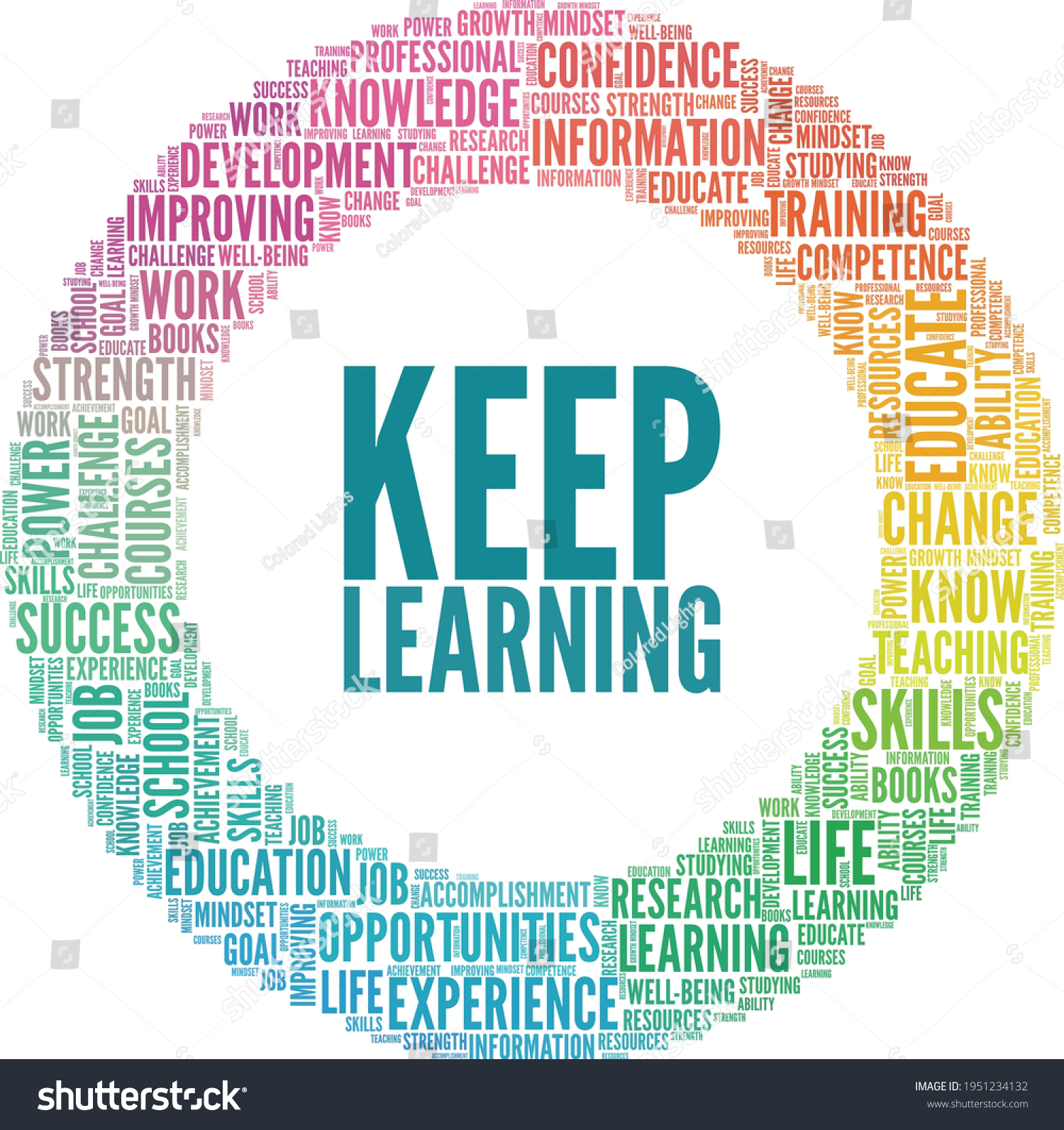 Keep Learning Vector Illustration Word Cloud Stock Vector (Royalty Free ...