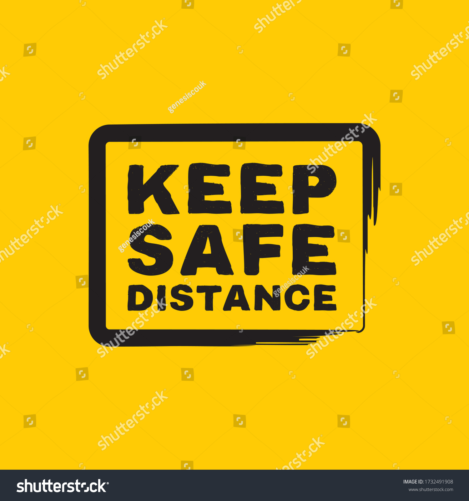 Keep Safe Distance Warning Sign Covid Stock Vector (Royalty Free ...