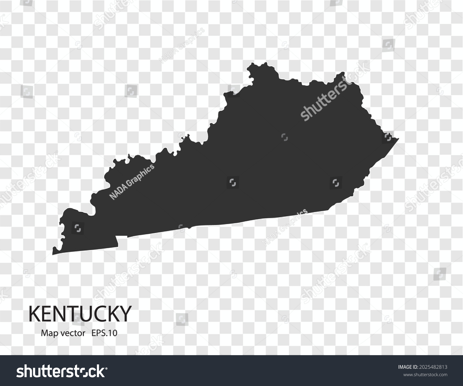 Kentucky Map Vector Isolated On Transparent Stock Vector (Royalty Free ...