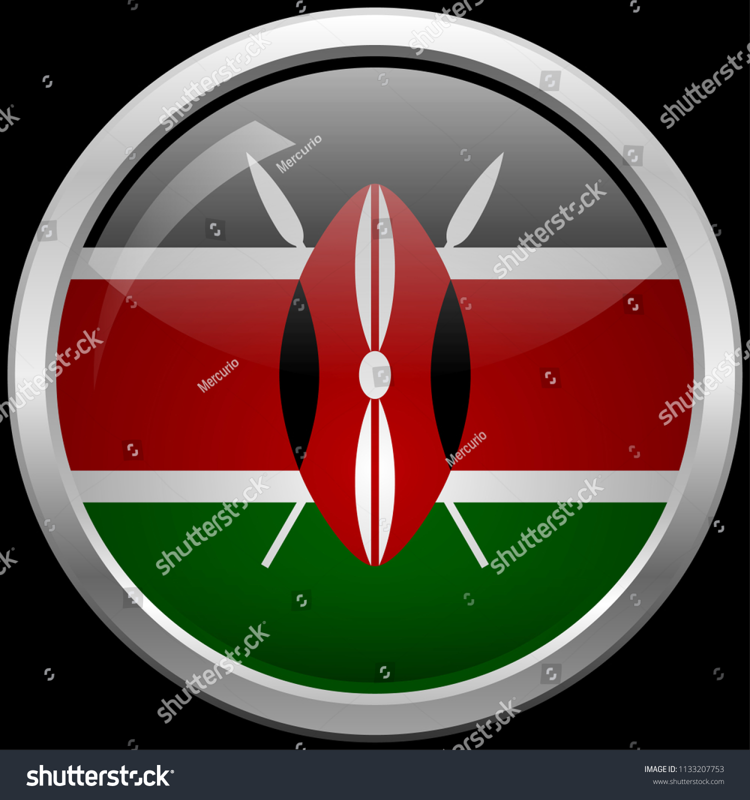 Kenyan Flag Glass Button Vector Illustration Stock Vector (Royalty Free ...