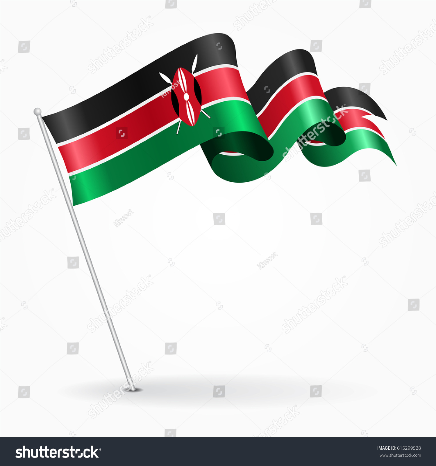Kenyan Pin Icon Wavy Flag Vector Stock Vector (Royalty Free) 615299528